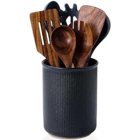 Utensil Holder, Extra Large Utensil Crock, Stable Ceramic Utensil ...