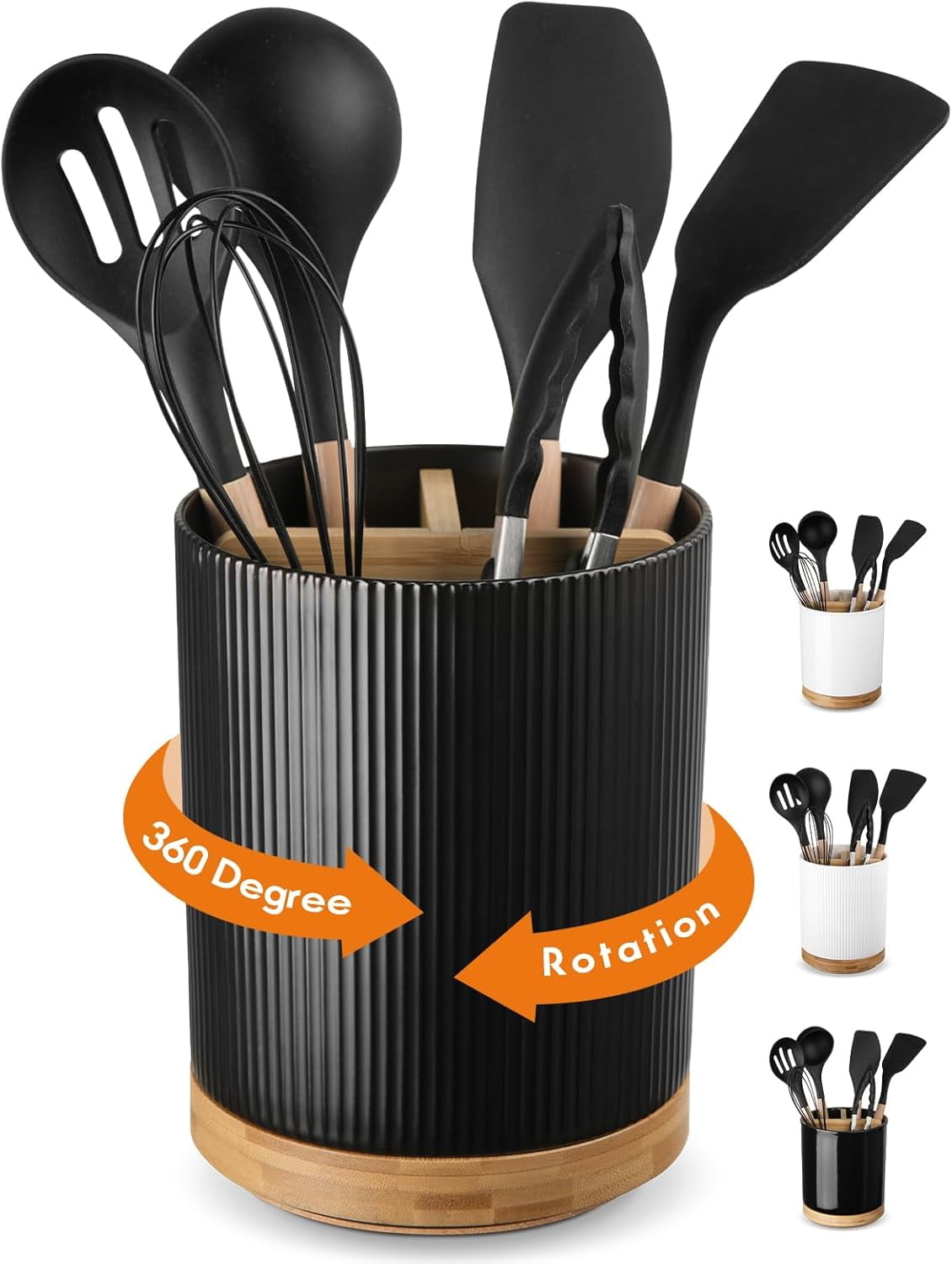 Utensil Holder, Extra Large Utensil Crock, Stable Ceramic Utensil ...