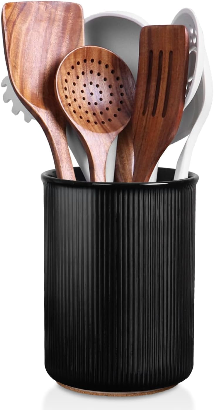Utensil Holder, Extra Large Utensil Crock, Stable Ceramic Utensil ...