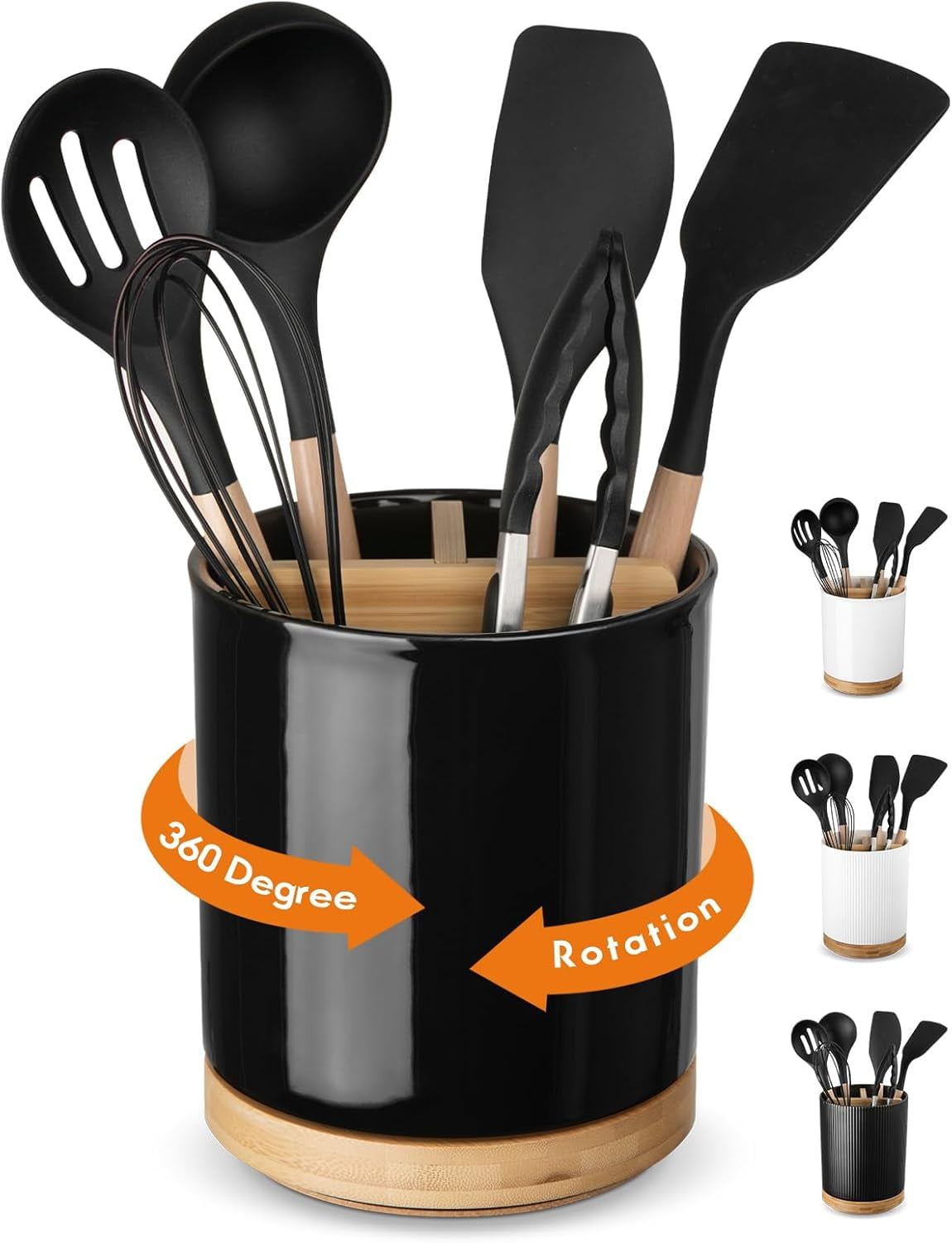 Utensil Holder, Extra Large Utensil Crock, Stable Ceramic Utensil ...