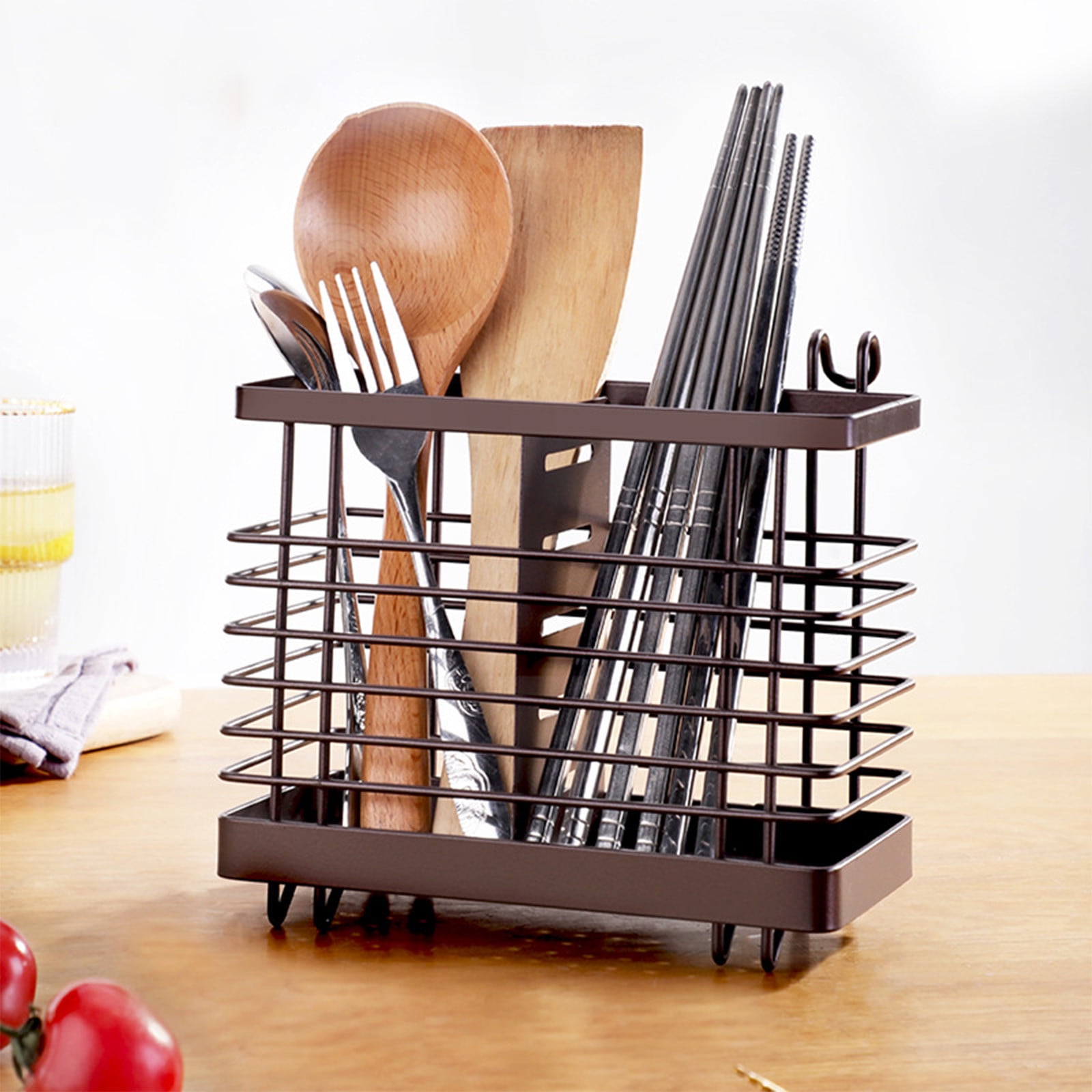 Utensil Holder for Kitchen Counter, 2 Grids Design Hanging Kitchen ...