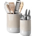 Utensil Holder for Kitchen Counter, 7.3"+5.4" Fluted Ceramic Utensil ...