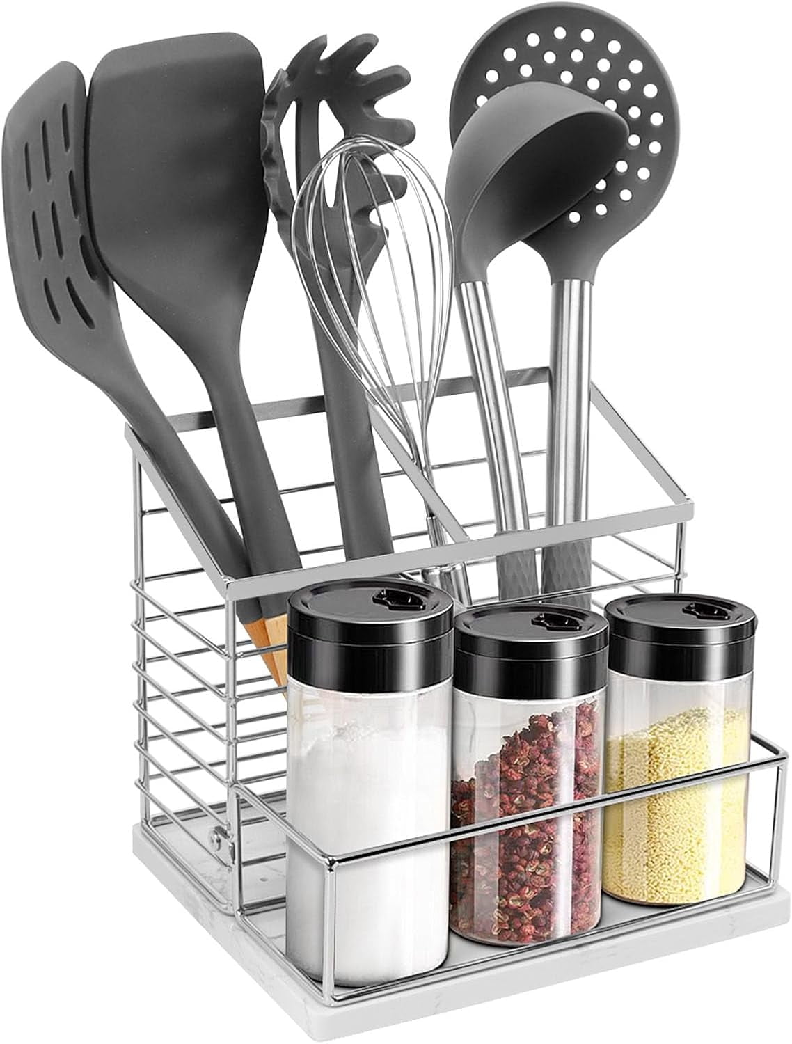 Utensil Holder for Kitchen Counter, Metal Utensil Holder Rack for Salt ...