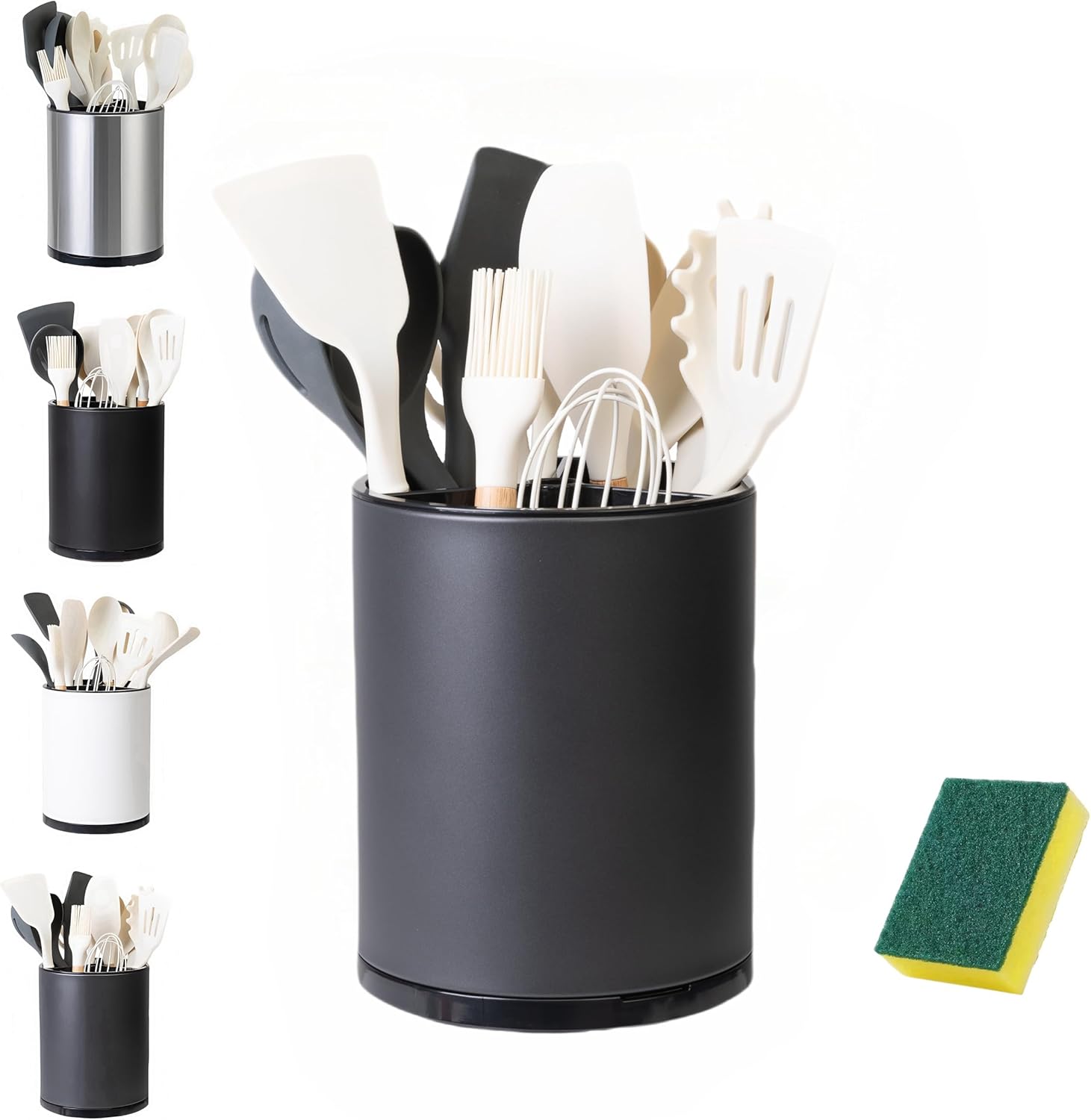 Utensil Holder,Large 360°Rotating Kitchen Utensil Holder For Counter ...