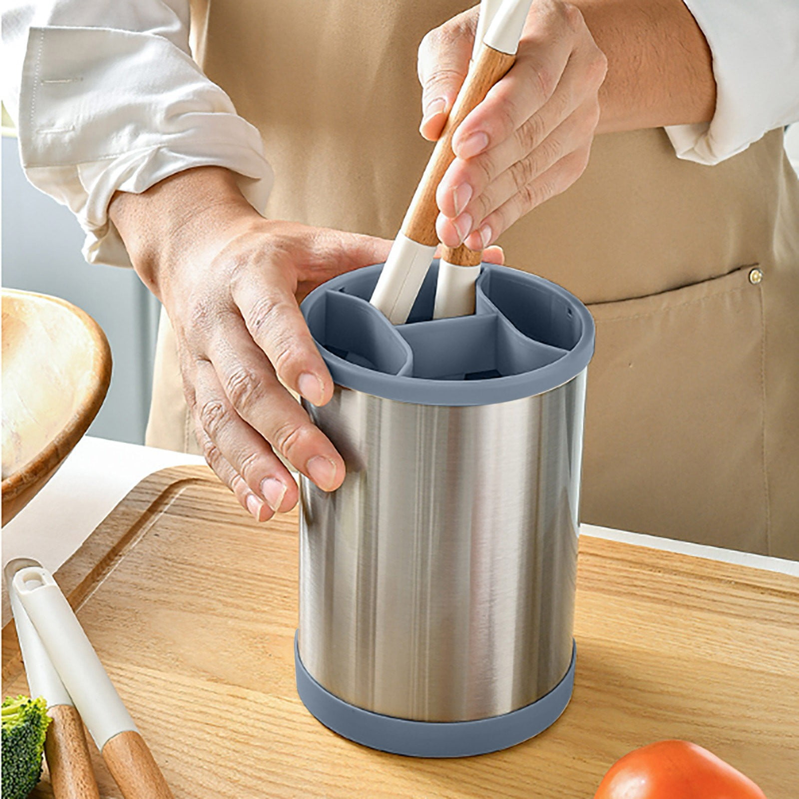 Utensil Holder,Large Utensil Holder for Kitchen Counter,Stainless Steel ...