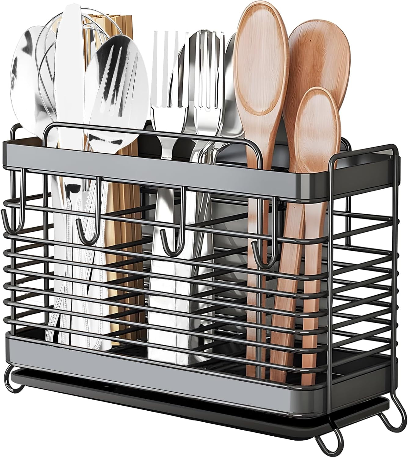 Utensil Holder, Stainless Steel Utensil Drying Rack with Drain Tray ...