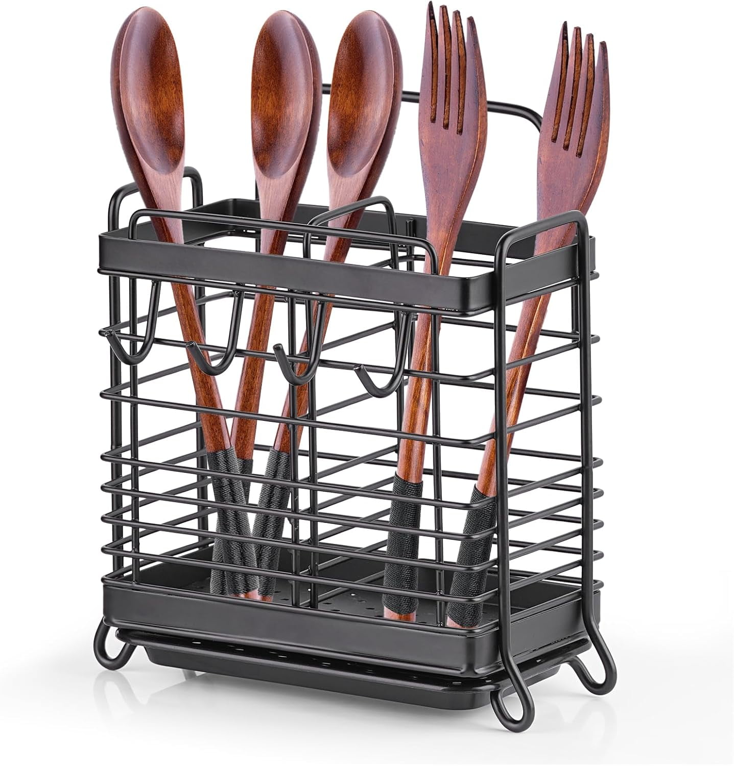 Utensil Holder, Stainless Steel Utensil Drying Rack with Drain Tray ...
