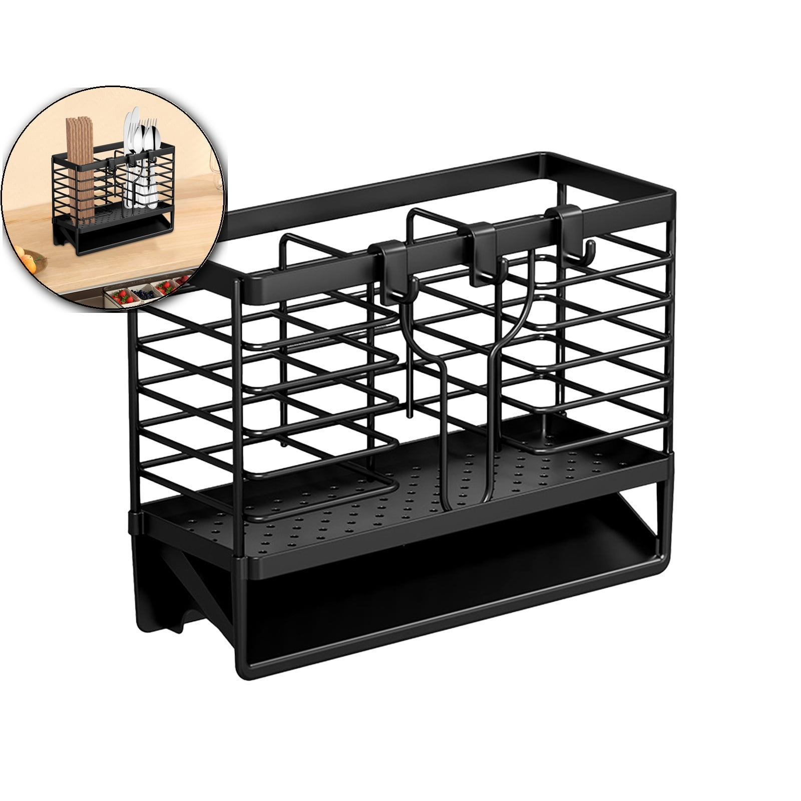 Utensil Holder, Stainless Steel Utensil Drying Rack with Plastic ...