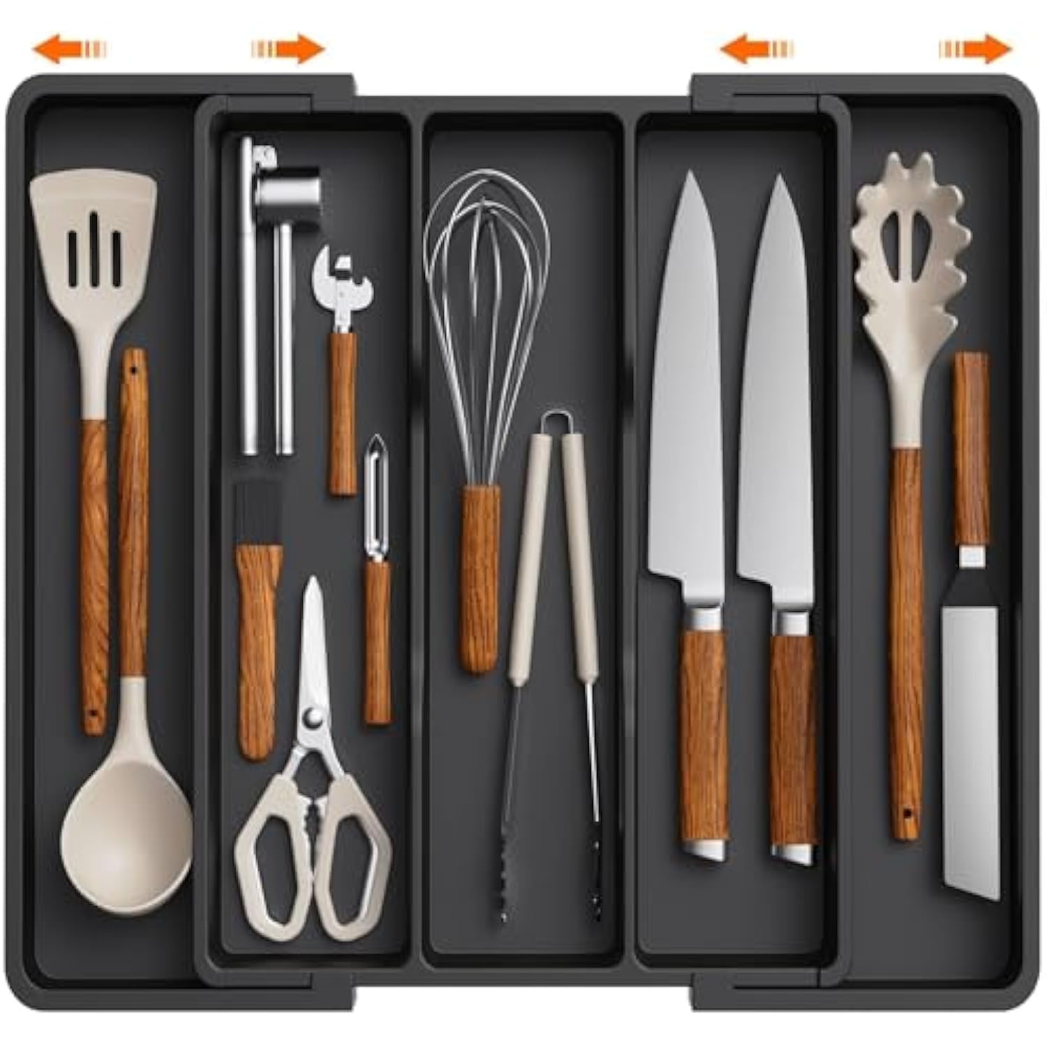 Utensil Organizer for Kitchen Drawers, Expandable Cooking Utensil Tray ...