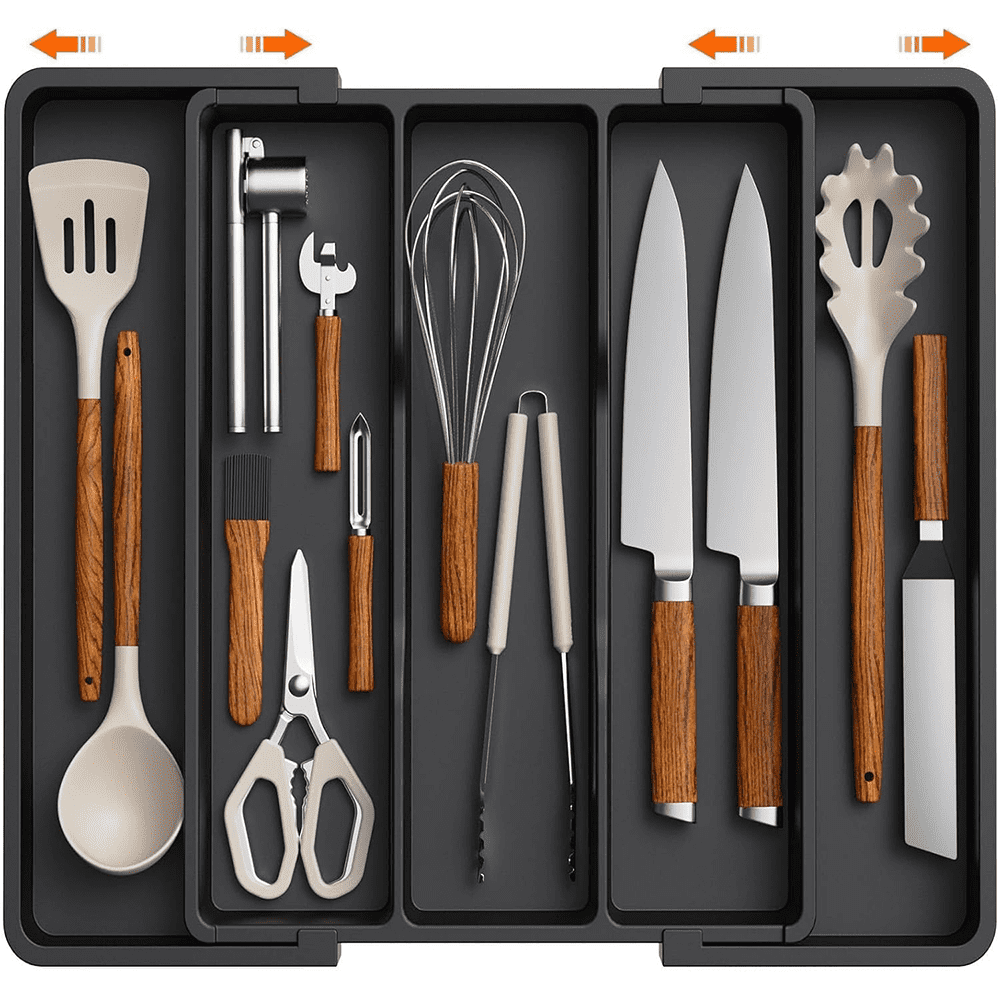 Utensil Organizer for Kitchen Drawers, Expandable Cooking Utensil Tray ...