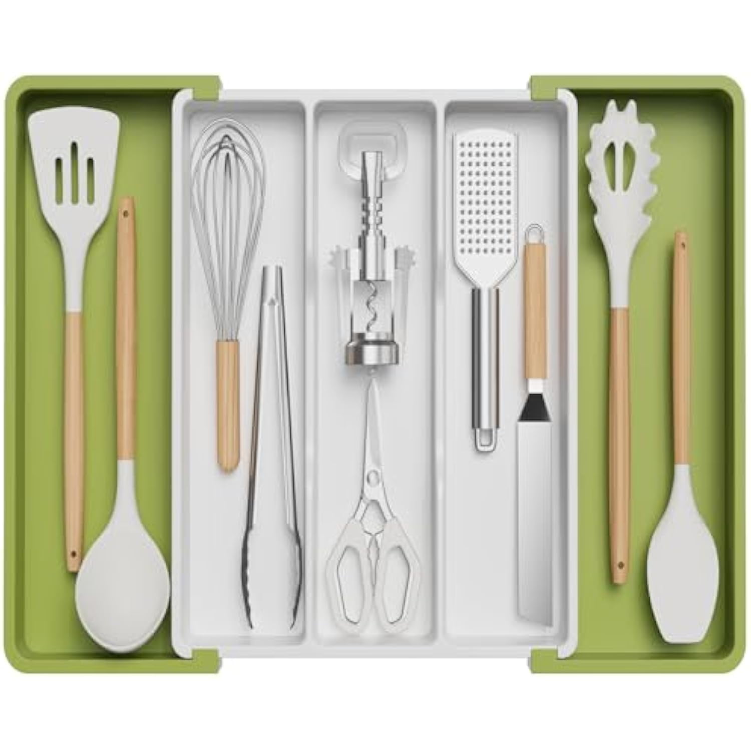 Utensil Organizer for Kitchen Drawers, Expandable Cooking Utensil Tray ...