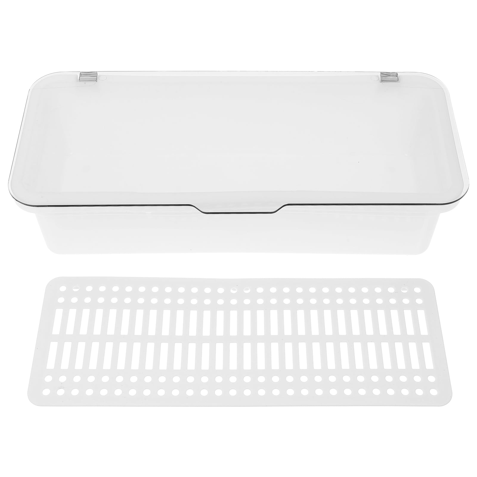 Utensil Organizer with Lid Plastic Silverware Tray Cutlery Storage Box ...