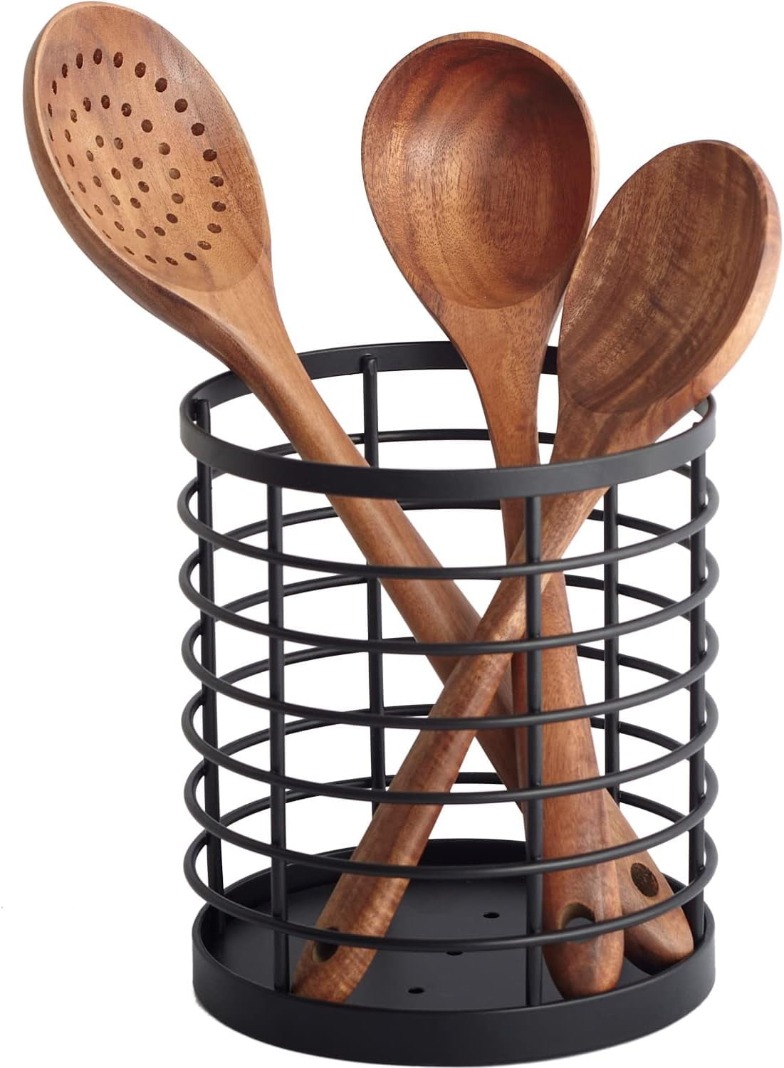 Utensil holder for Kitchen Counter - 5.2" x 5.2" x 6" Large Round ...