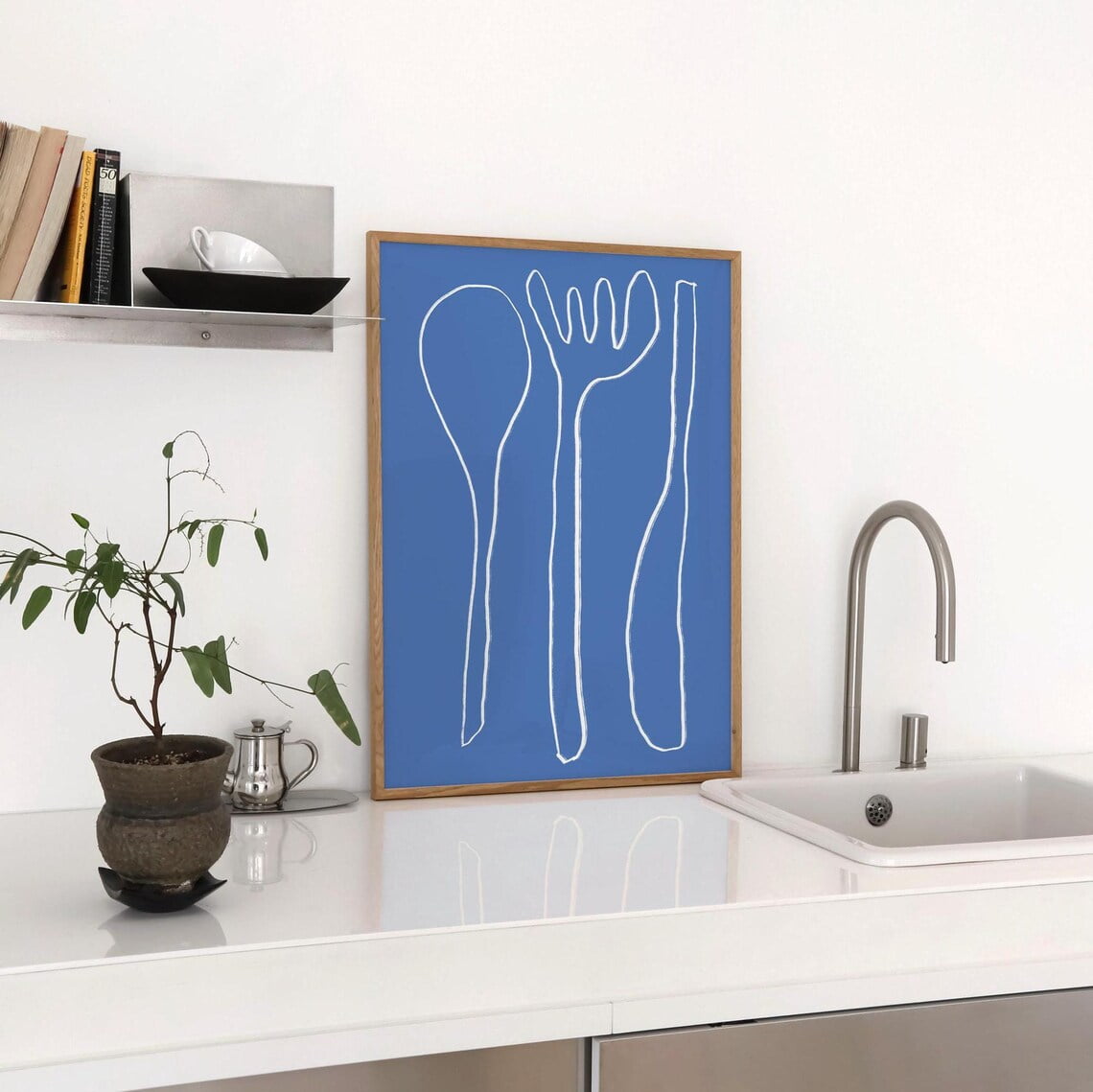 Utensils Print, Mid Century Print, Minimalistic Kitchen Print, Bon ...