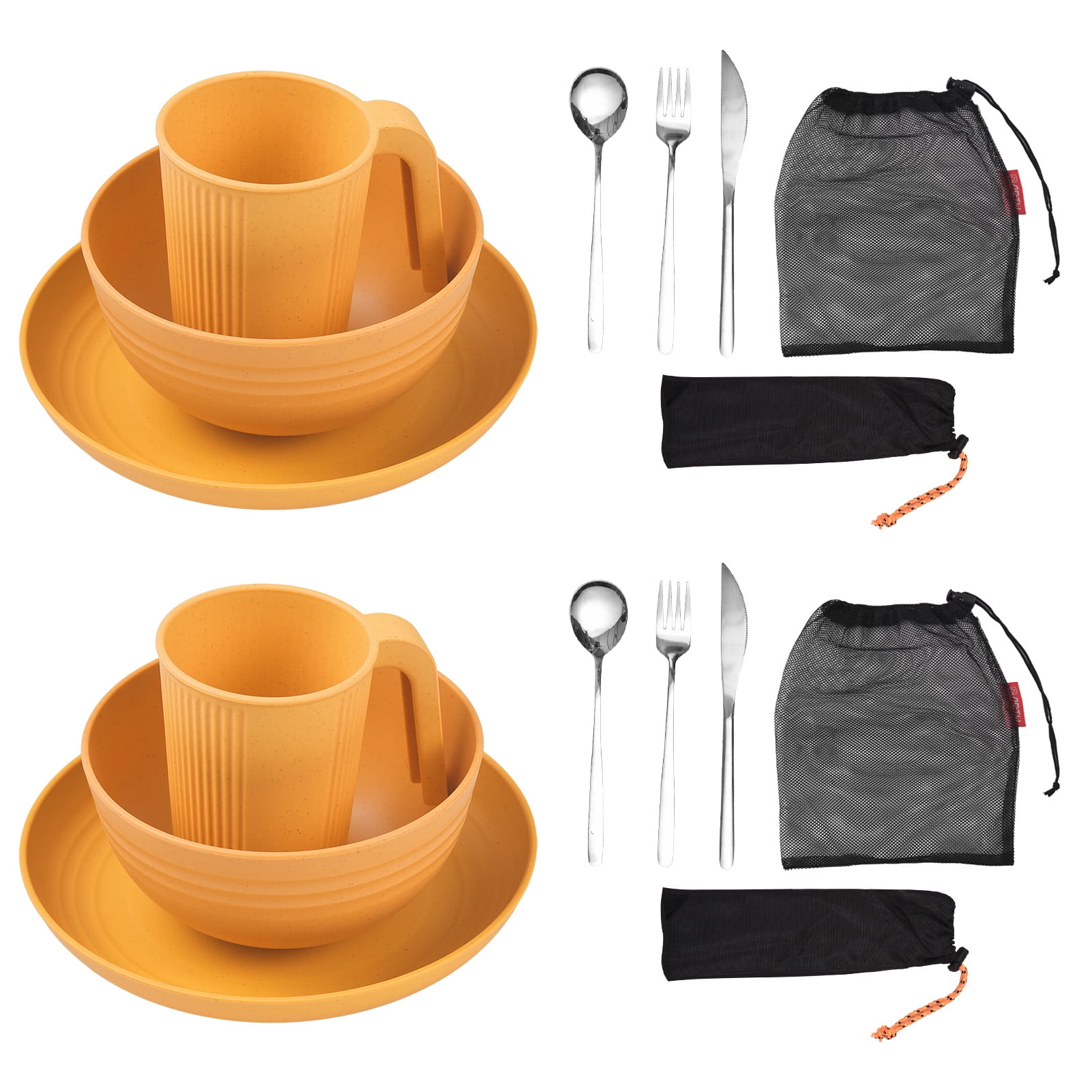 Utensils Set,Plate Cup Knife Mess Kit With 2 Portable Wheat Set 2 ...