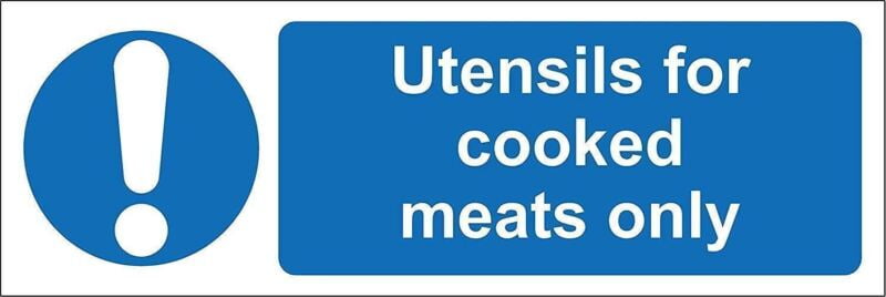 Utensils for cooked meats only kitc Mandatory Sign metal park health ...