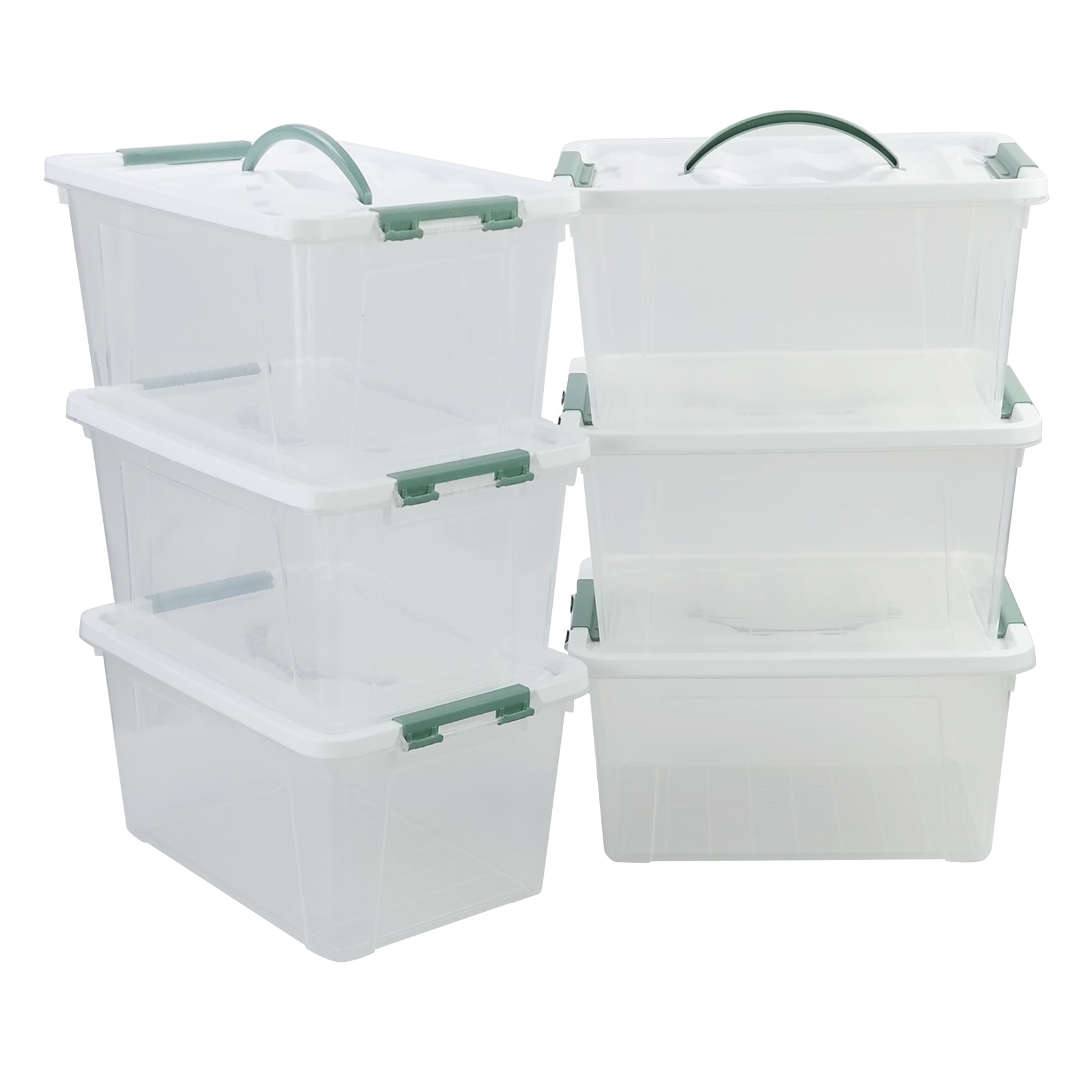 Utiao 14 Quart Clear Plastic Storage Boxes with White Lids, 6 Pack ...