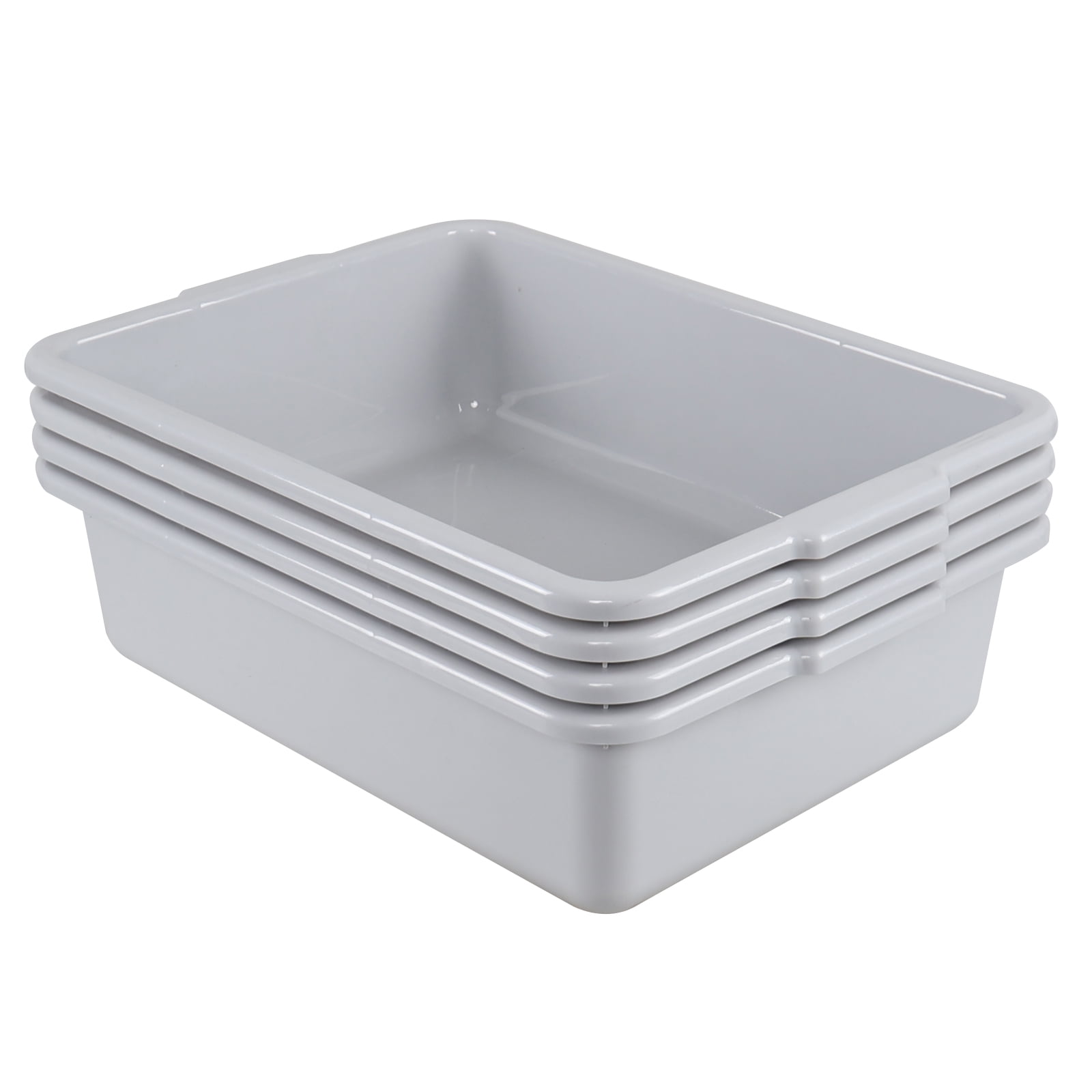 Utiao 22 Liter Large Commercial Bus Tub, 4-Pack Plastic Bus Tray, Grey ...
