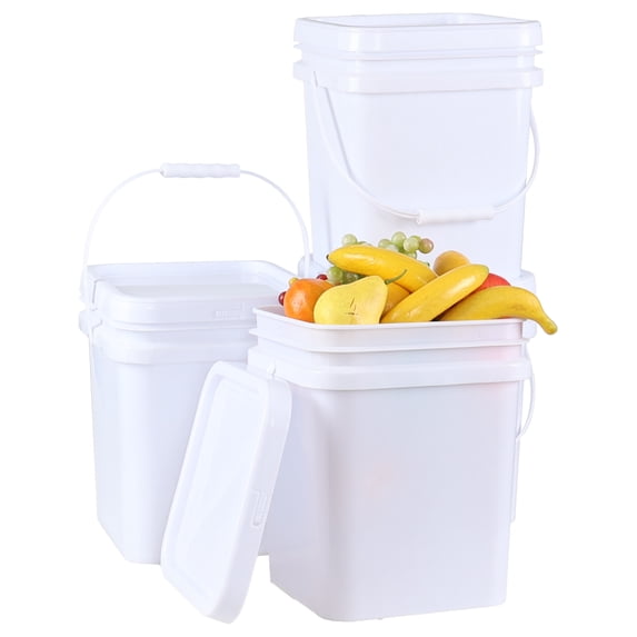 Utiao 4.8 Gallon Plastic Square Buckets with Sealable Lids, Food Grade ...