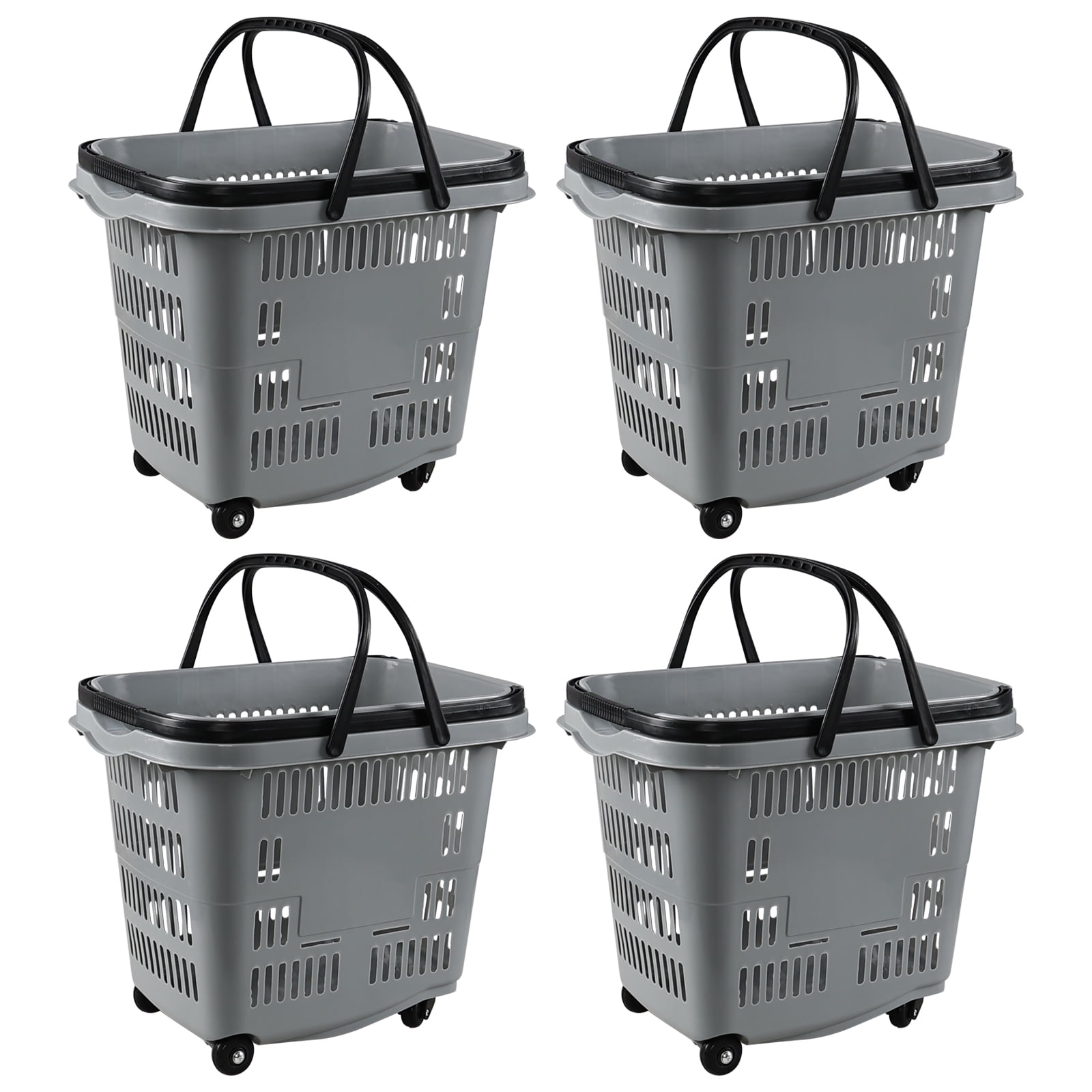 Utiao 4 Pack Large Rolling Baskets for Groceries, 50 Liter Plastic ...