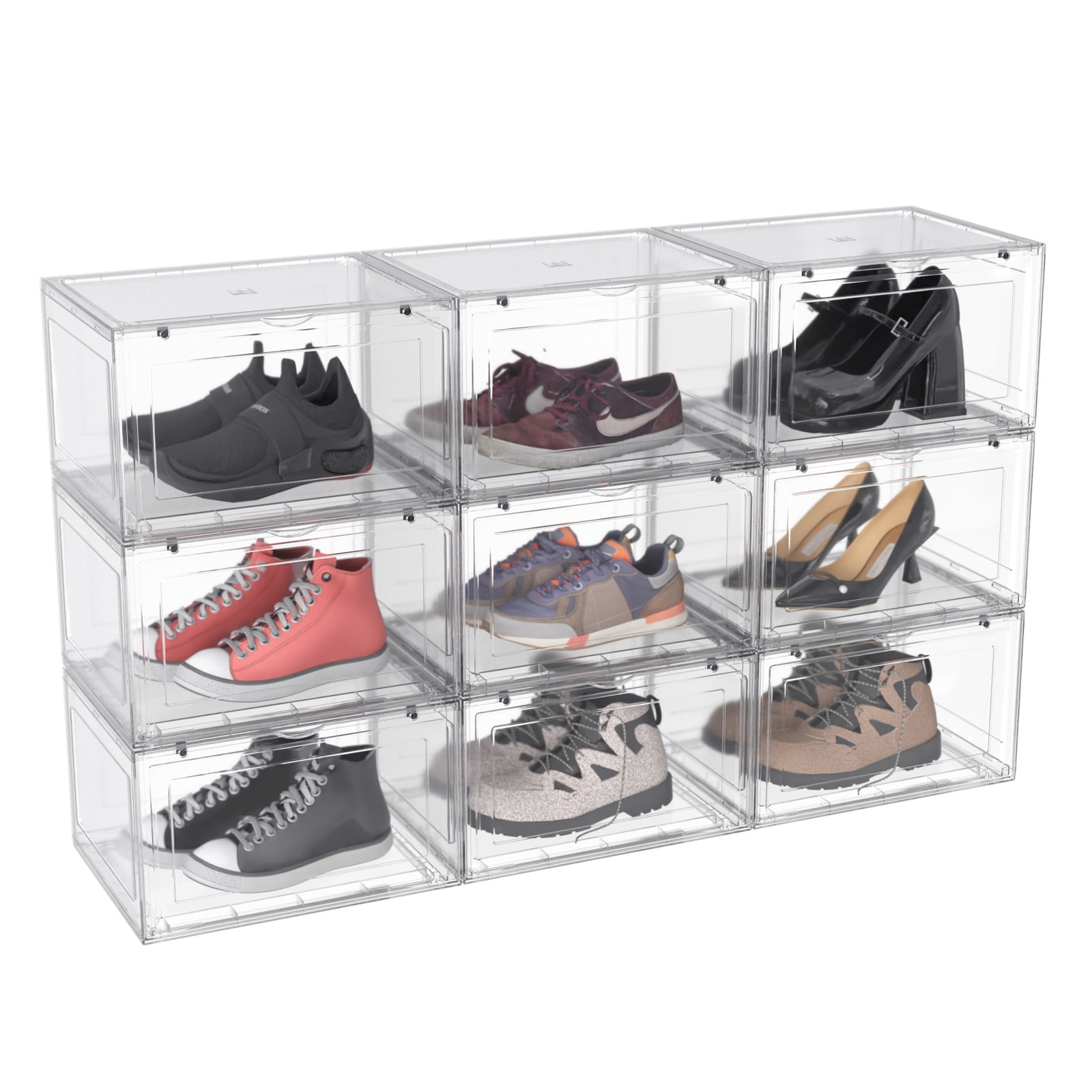 Utiao 9 Packs Acrylic Clear Stackable Shoe Boxes, Plastic Shoe Storage ...