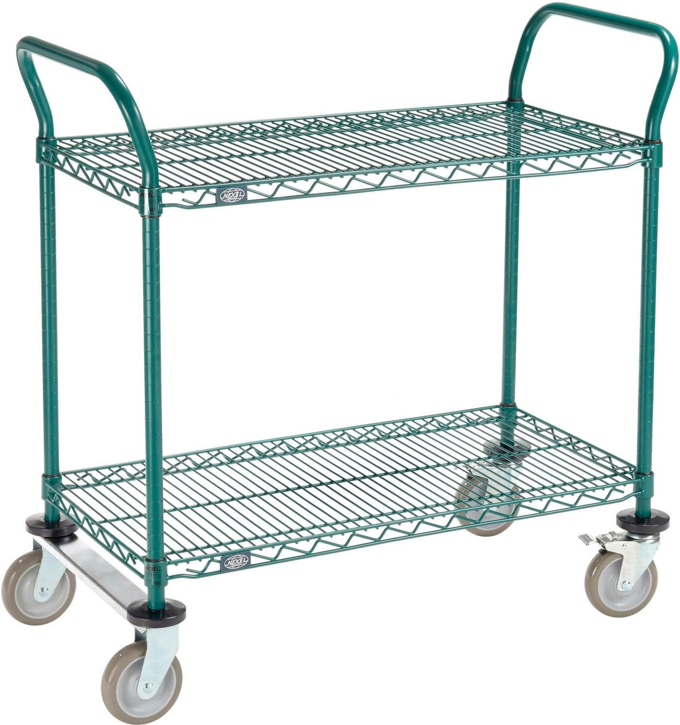 Utility Cart, 2 Shelf, Poly-Green, 36" L x 18" W x 39" H, Polyurethane ...