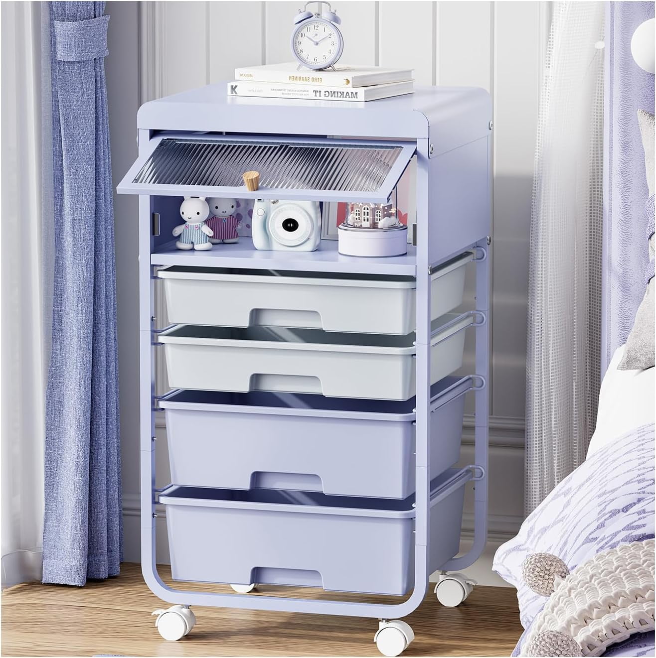 Utility Cart With 4 Drawers,Craft Cart,Storage Cart,Rolling Cart With ...