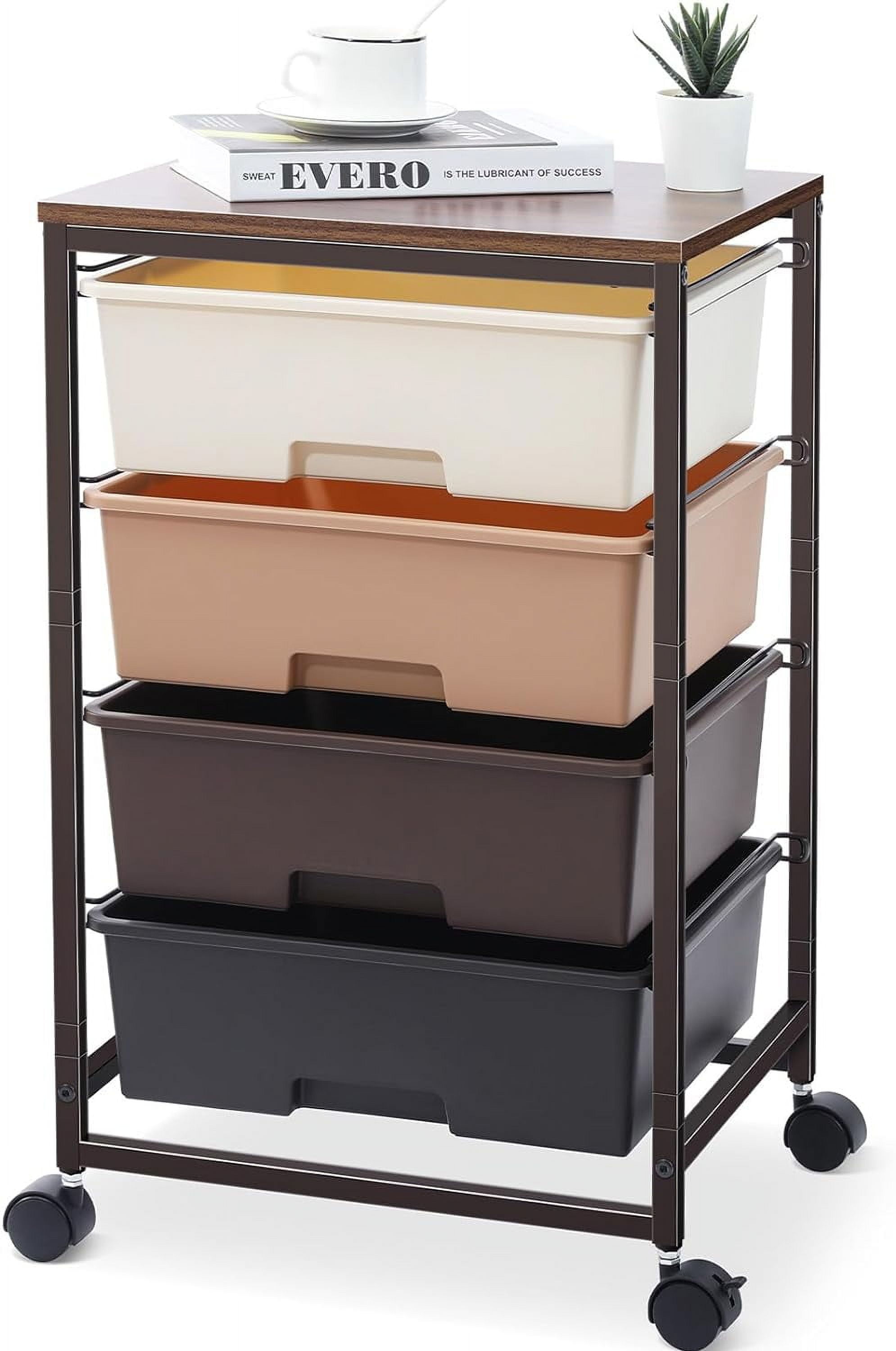 Utility Cart with 4 Drawers, Multipurpose Rolling Storage Cart with 4 ...