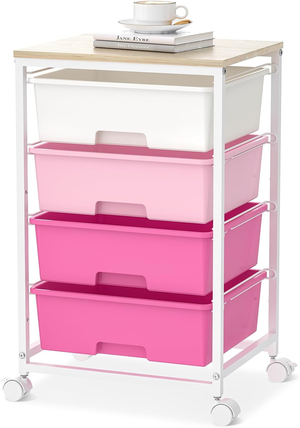 Utility Cart with 4 Drawers, Multipurpose Rolling Storage Cart with 4 ...
