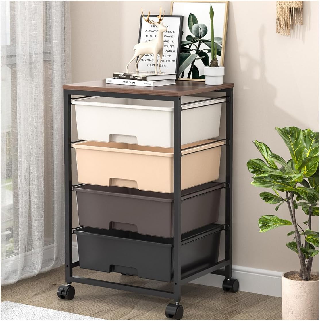 Utility Cart with 4 Drawers,Rolling Storage Cart with Drawers,Arts and ...