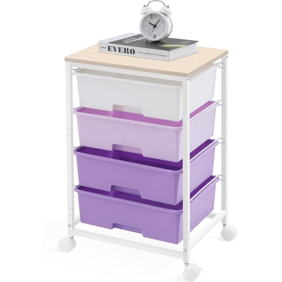 Utility Cart with 4 Drawers,Rolling Storage Cart with Drawers,Storage ...