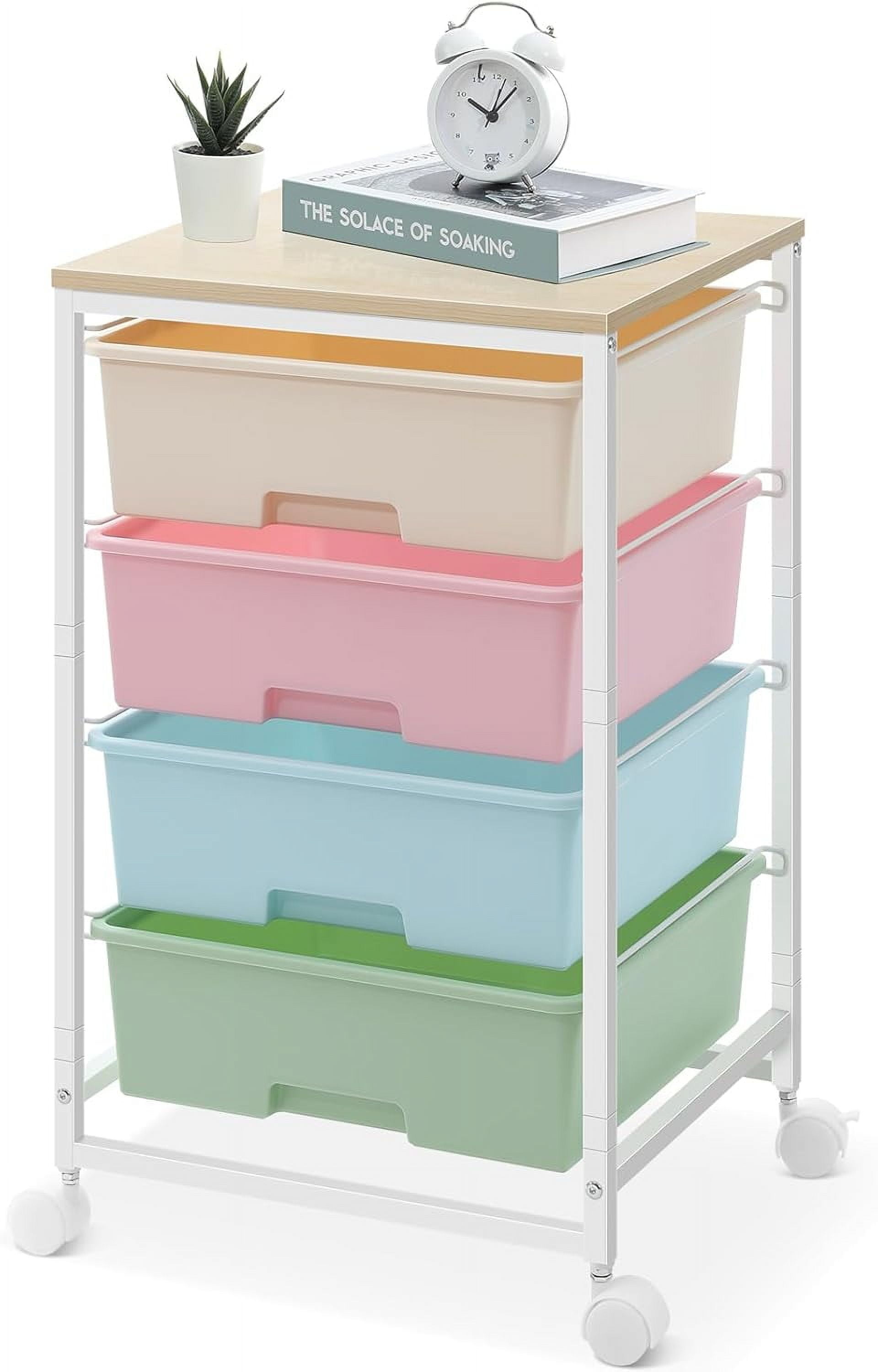Utility Cart with 4 Drawers,Rolling Storage Cart with Drawers,Storage ...