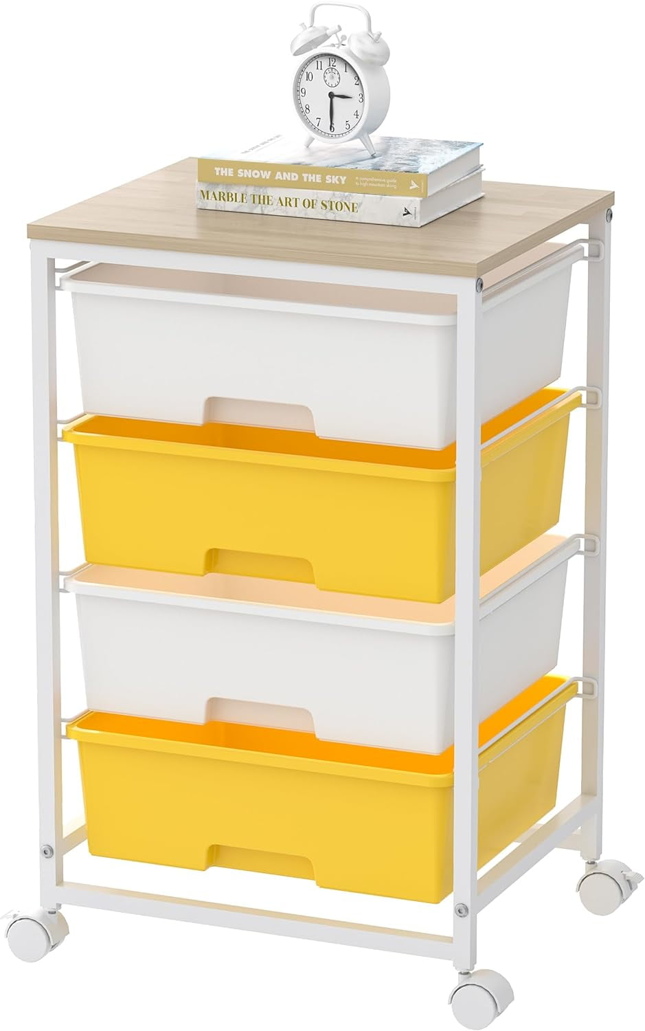 Utility Cart with 4 Drawers,Rolling Storage Cart with Drawers,Storage ...