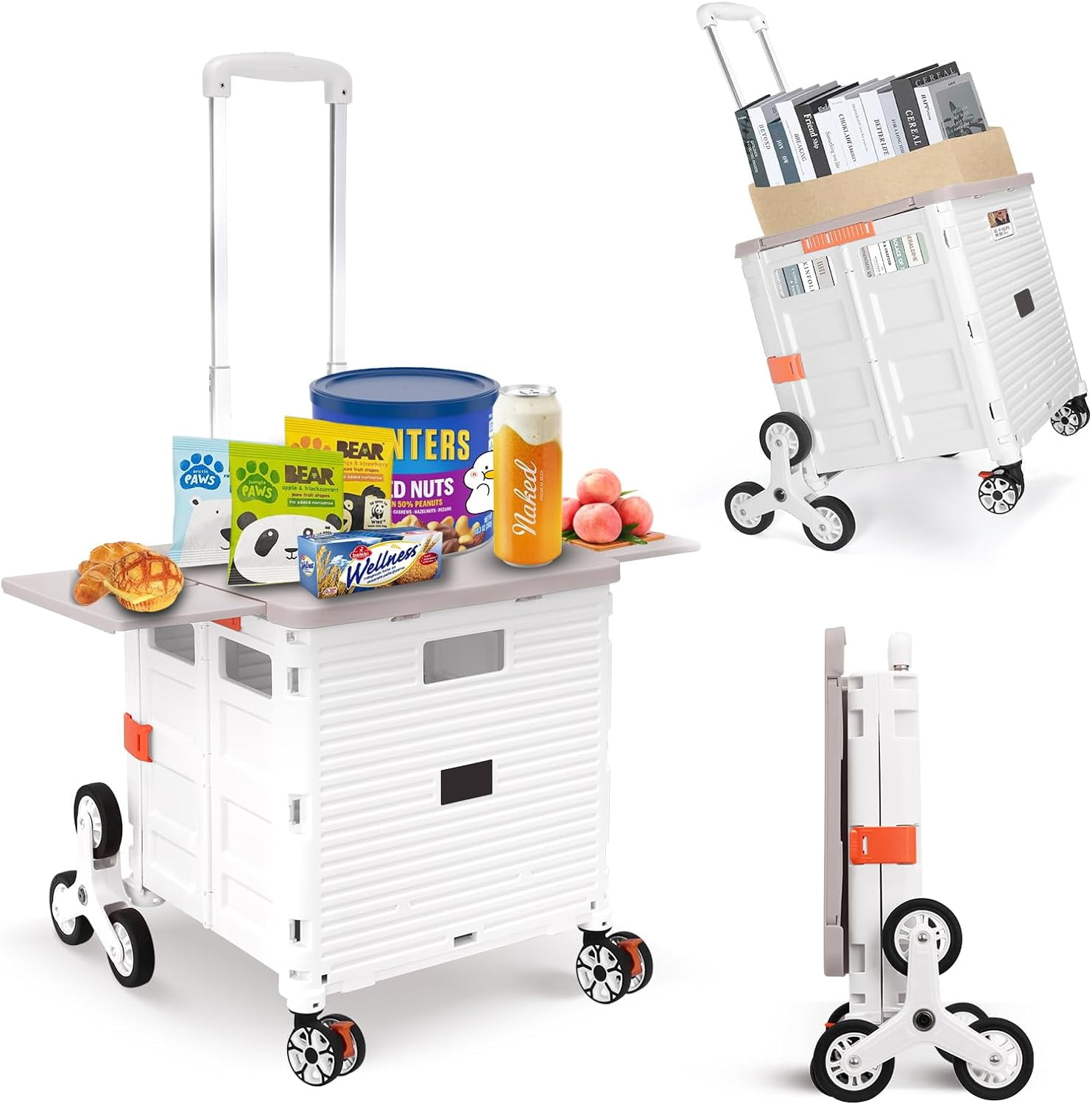 Foldable Utility Cart Collapsible Portable Crate Rolling Carts with ...