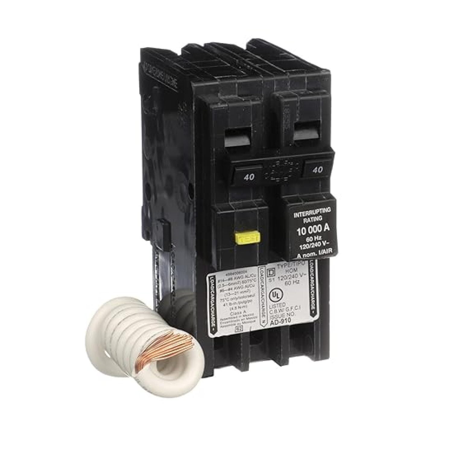 Square D - HOM240GFIC Homeline 40 Amp Two-Pole GFCI Circuit Breaker ...