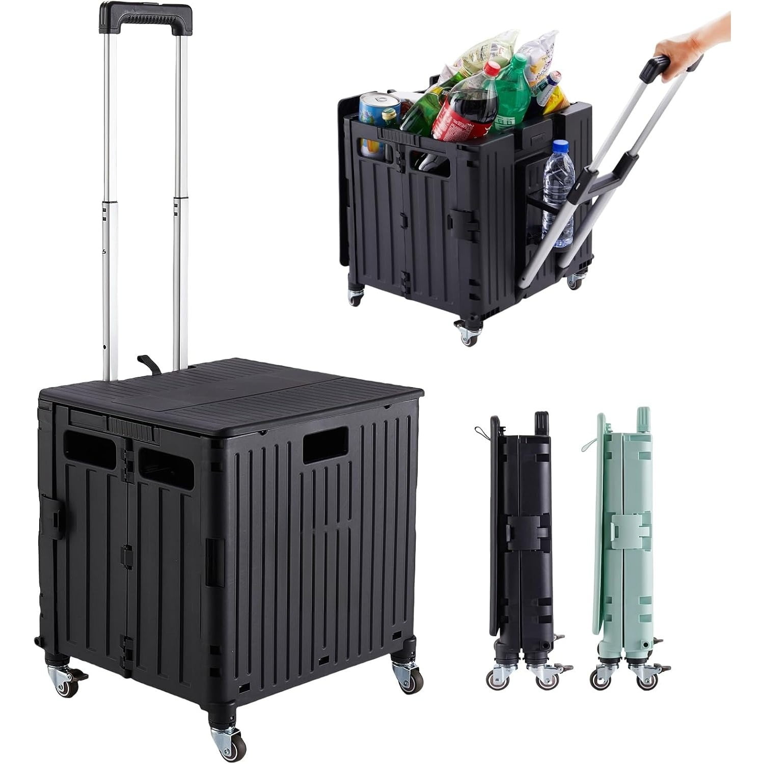 Utility Cart Portable Rolling Crate Handcart Shopping Trolley ...