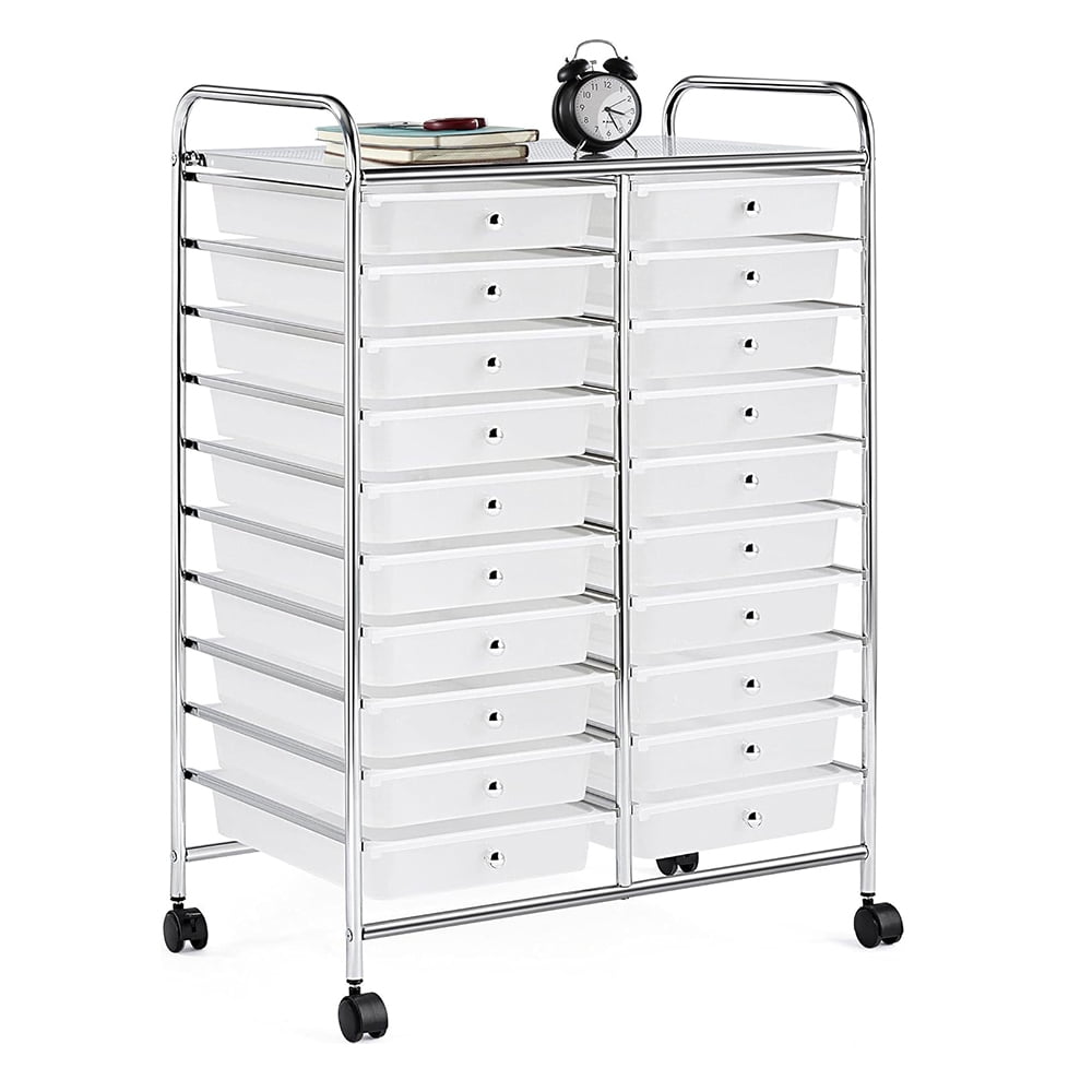 Utility Cart, Rolling Cart Organizer with 20 Drawers, Plastic Storage ...