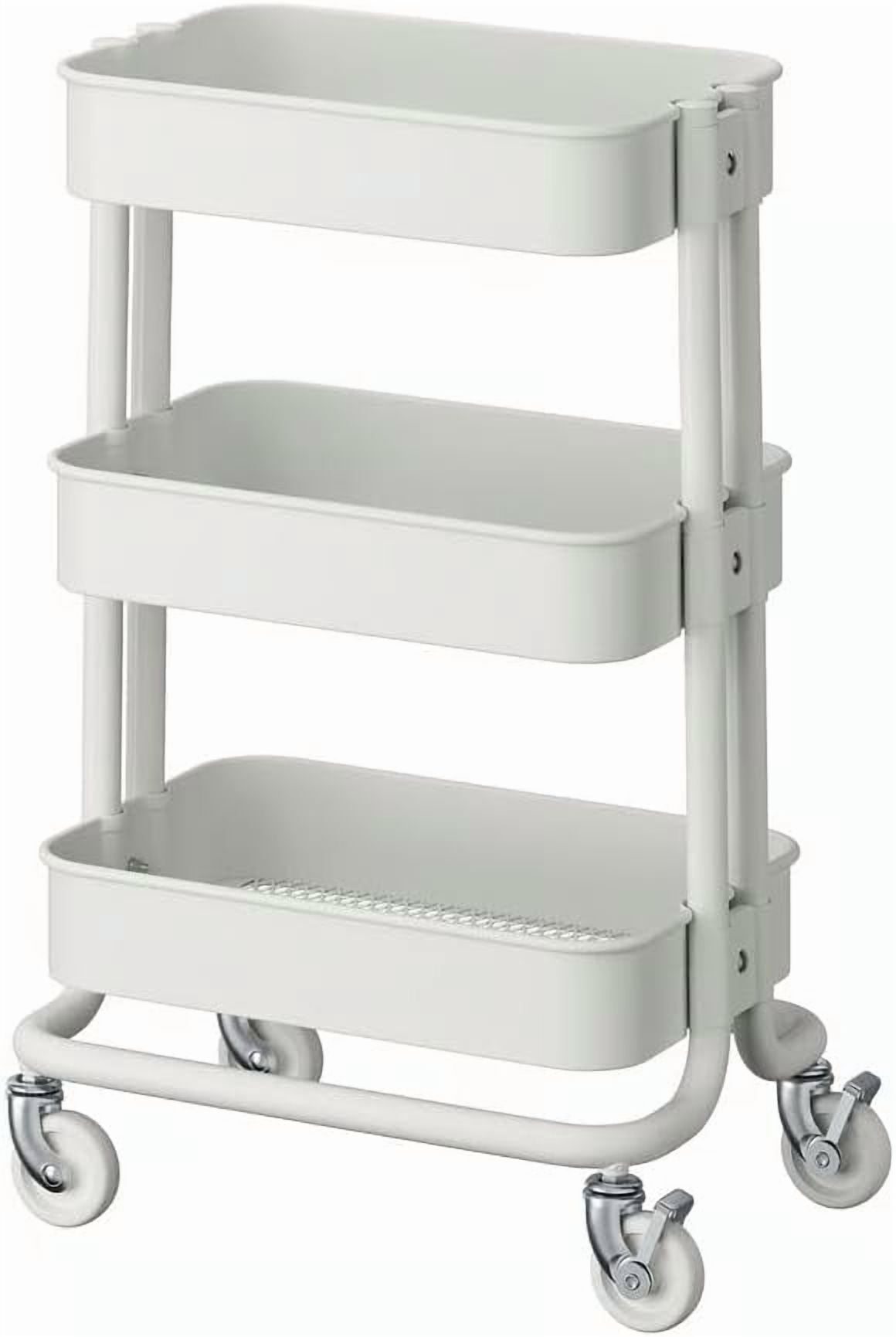 Utility Cart Rolling Trolley Storage Organizer with Wheels 3-Tier Steel ...