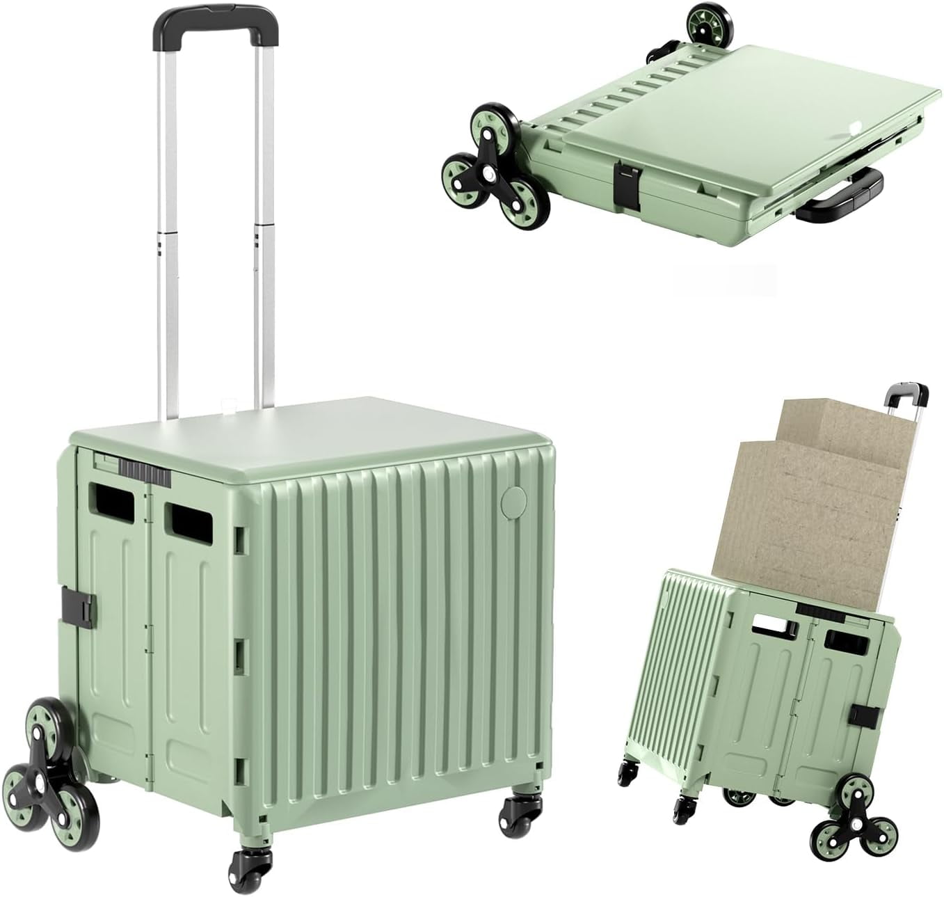 Utility Cart Stair Climber Wheeled, Collapsible Rolling Crate with ...