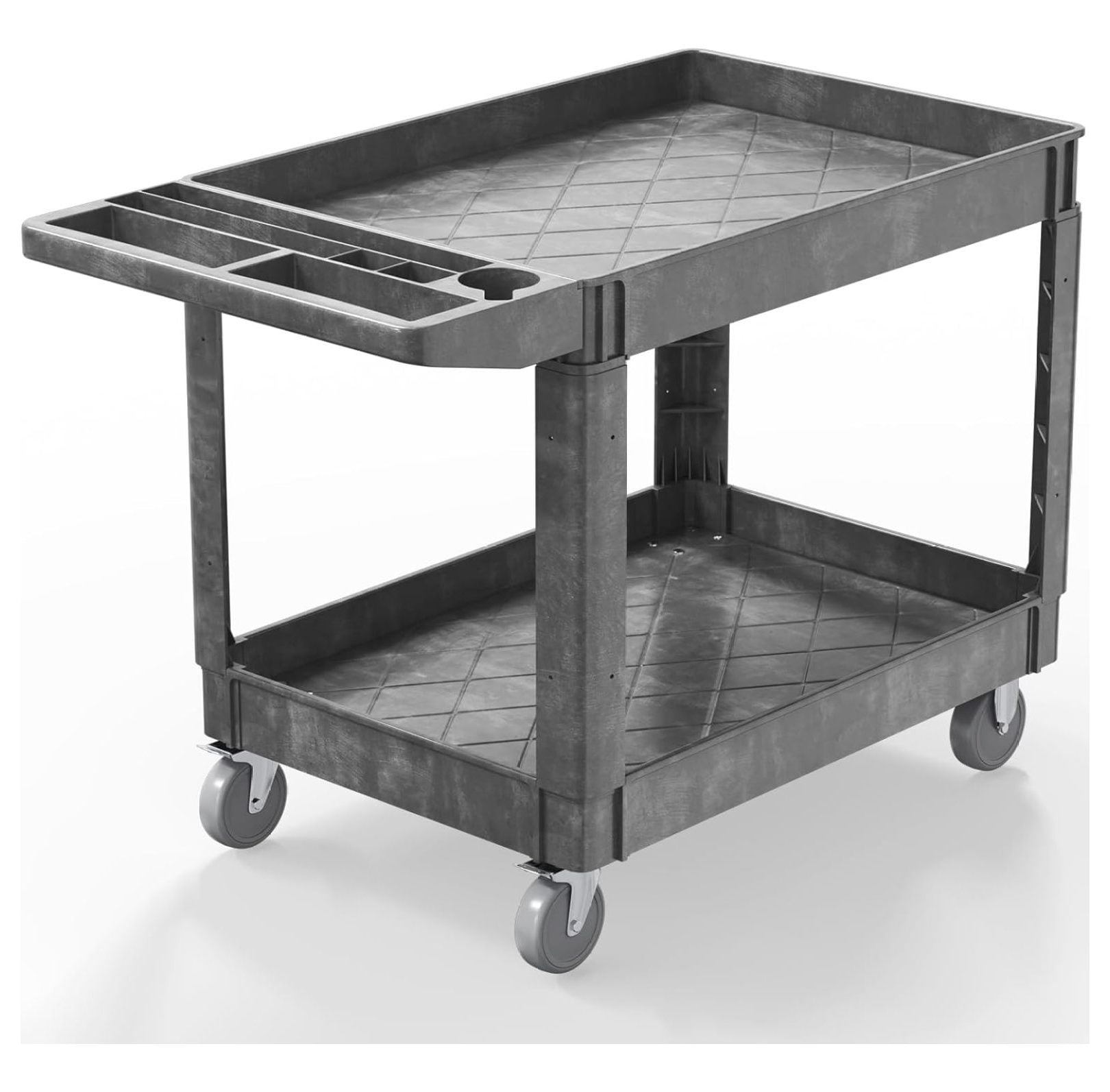 Utility Cart on Wheels, 1000 lbs Capacity Rolling Service Cart, 45 x 25 Inch Work Carts, 2 Shelf ...