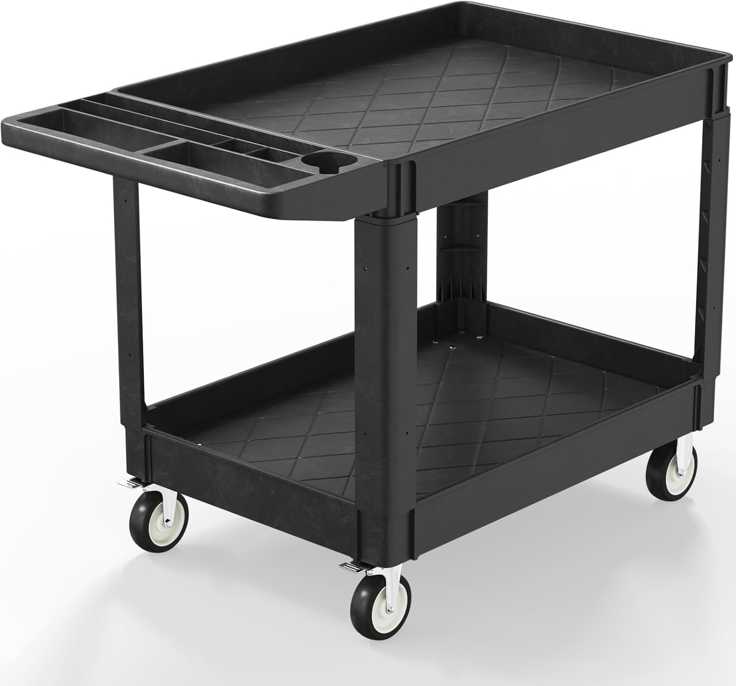 Utility Cart on Wheels, 1000 lbs Capacity Rolling Service Cart, 45 x 25 Inch Work Carts, 2 Shelf ...
