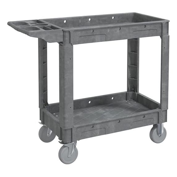 Utility Cart on Wheels, 2 Shelf Heavy Duty Plastic Rolling Cart, 550LBS ...