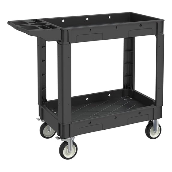 Utility Cart on Wheels, 2 Shelf Heavy Duty Plastic Rolling Cart, lbs ...