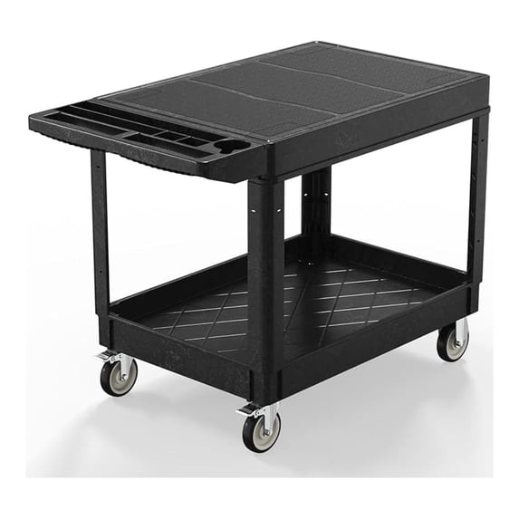 Utility Cart on Wheels, Heavy Duty Large Flat Top Rolling Service Cart ...