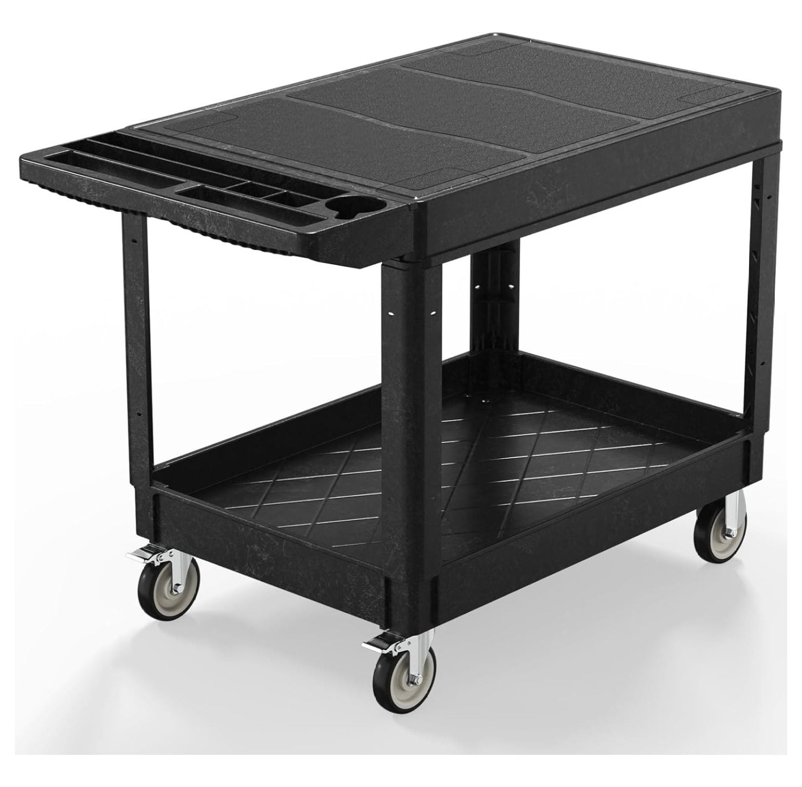 Utility Cart on Wheels, Heavy Duty Large Flat Top Rolling Service Cart ...