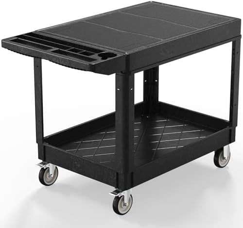 Utility Cart on Wheels, Heavy Duty Large Flat Top Rolling Service Cart, 46 x 25 Inch Work Carts ...