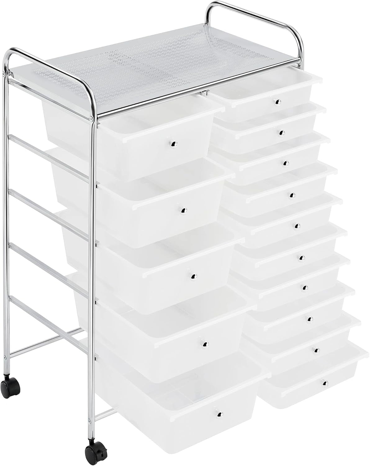 Utility Cart with 12 Drawers Rolling Cart Organizer Plastic Storage ...