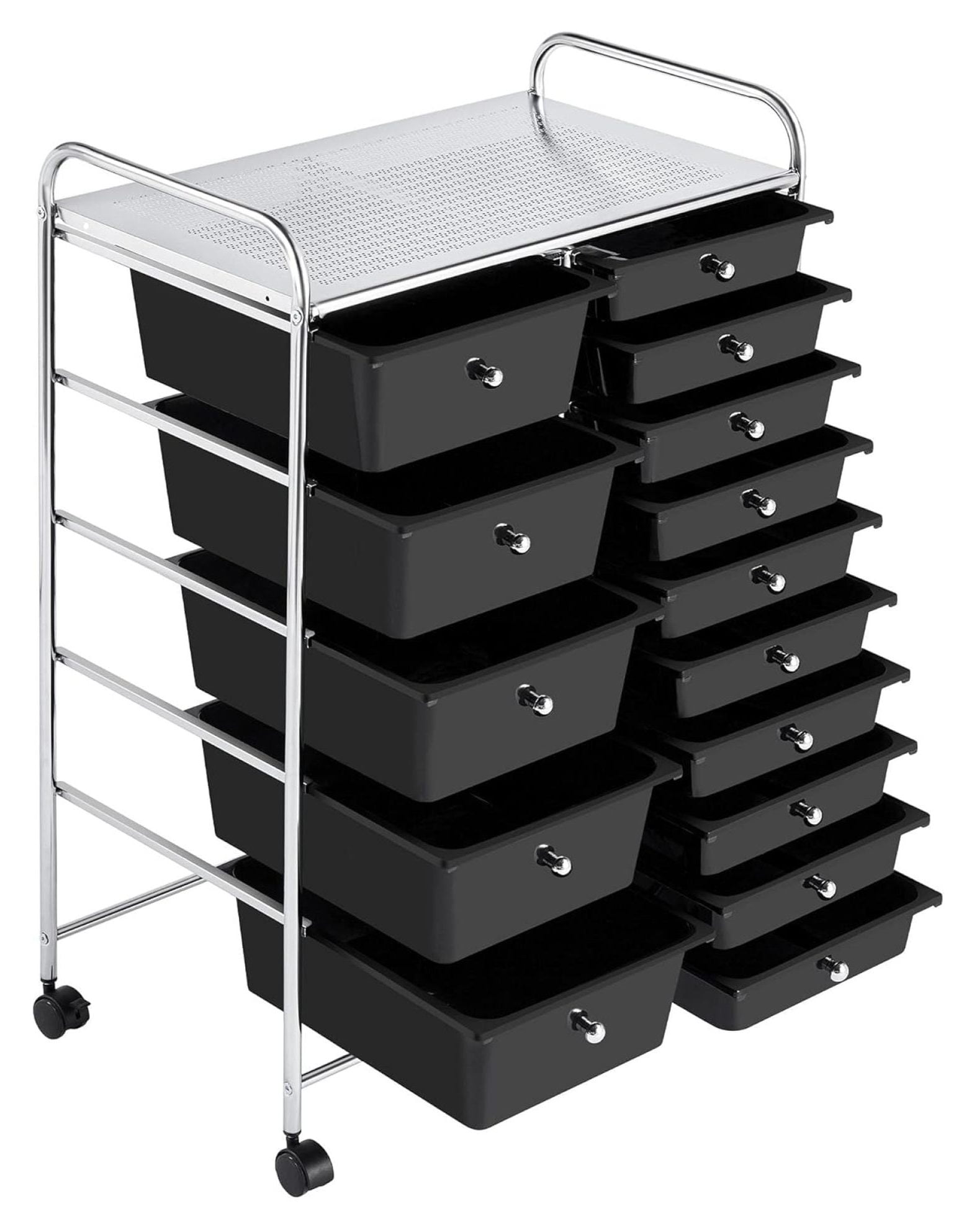 Utility Cart with 15 Drawers Rolling Cart Organizer Plastic Storage ...
