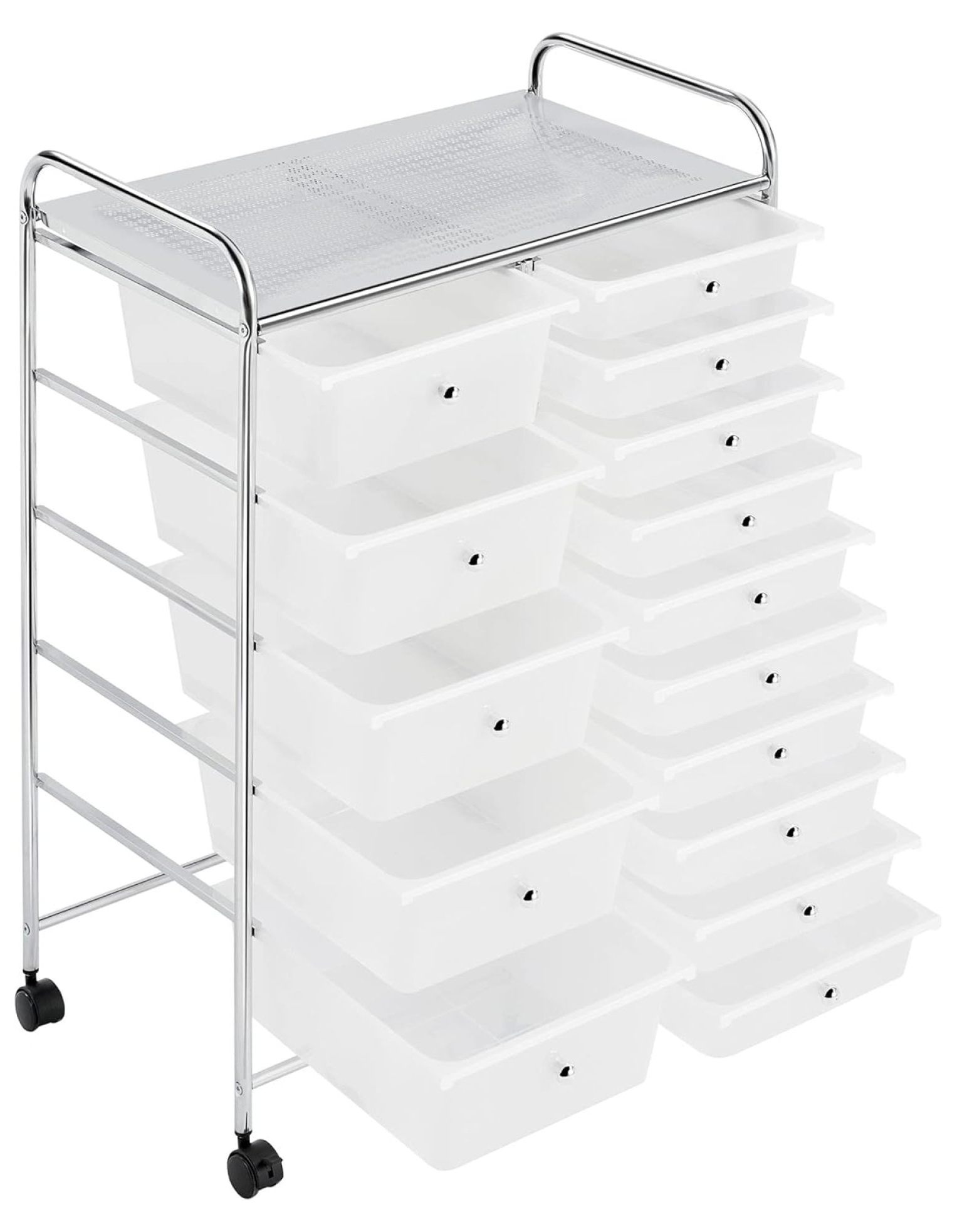 Utility Cart with 15 Drawers Rolling Cart Organizer Plastic Storage ...