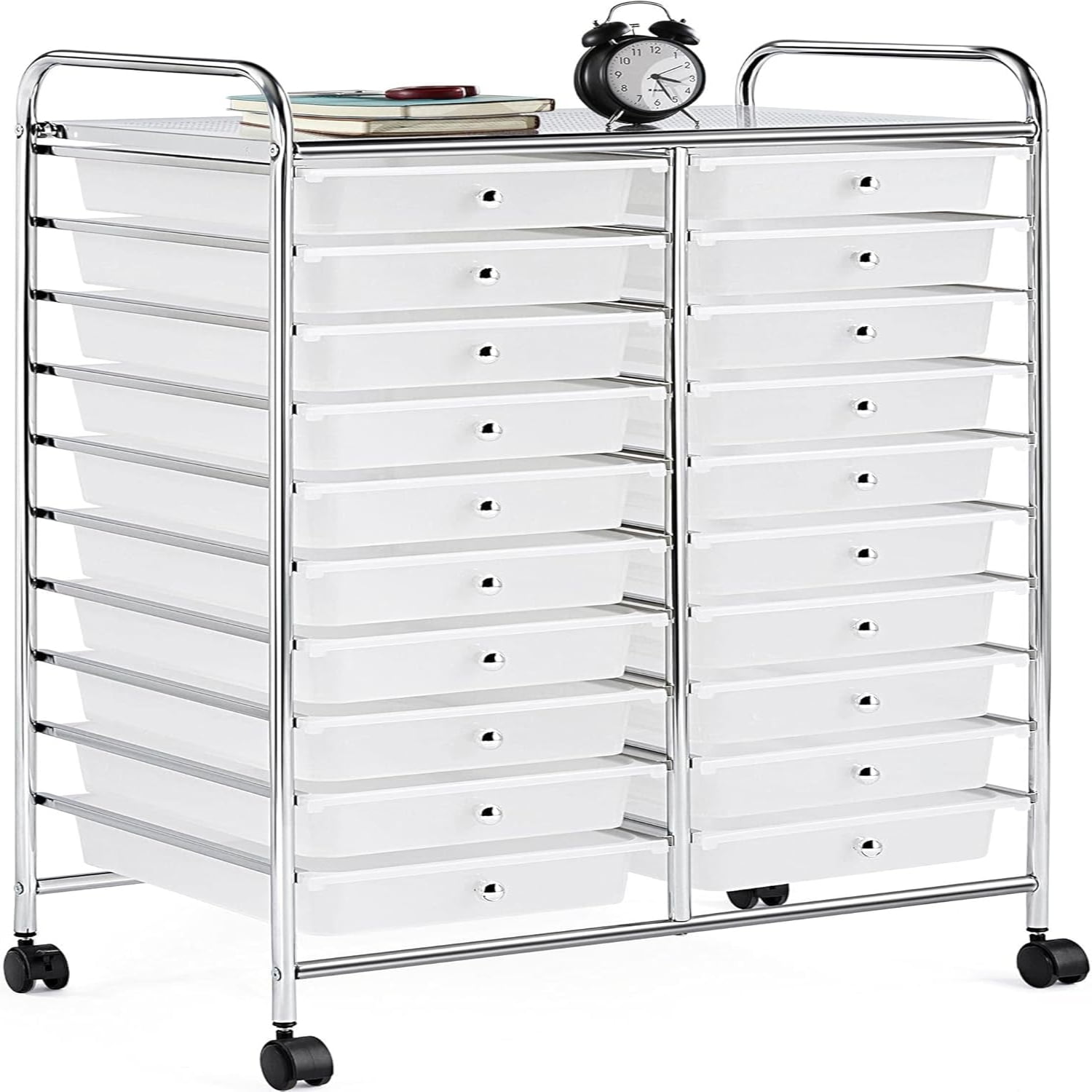 Utility Cart with 20 Drawers Rolling Cart Organizer Plastic Storage ...